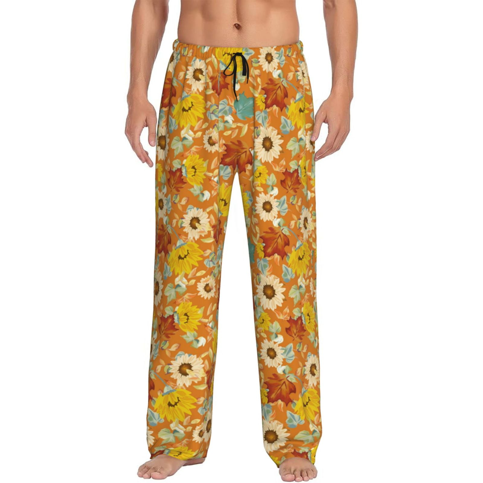 Balery Daisy maple fall print Men's Pajama Pants,Ultra Lightweight Pjs ...