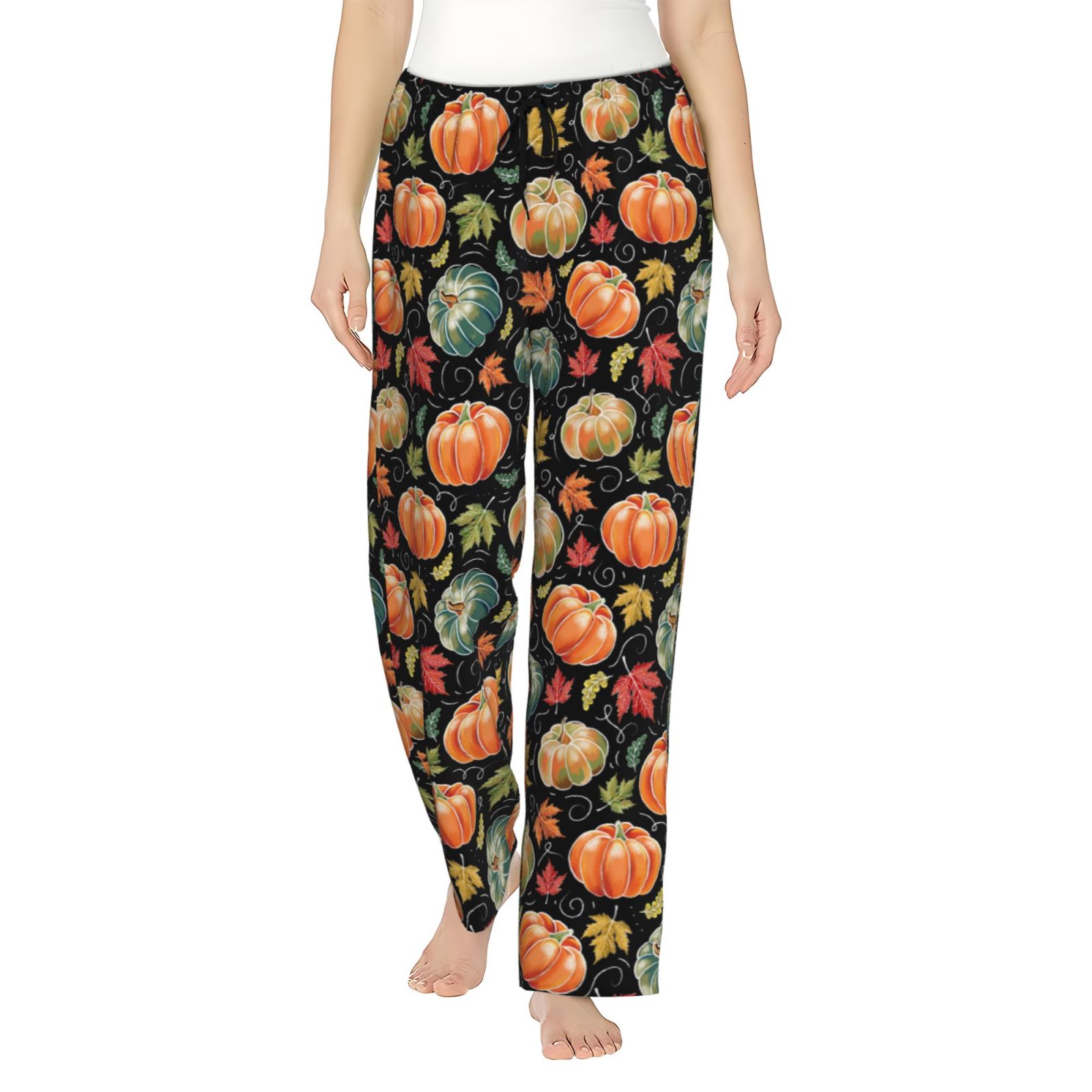 Balery Daisy maple leaf print Women's Pajama Pants,Ultra Lightweight Pjs,Lounge Pant-Small ...
