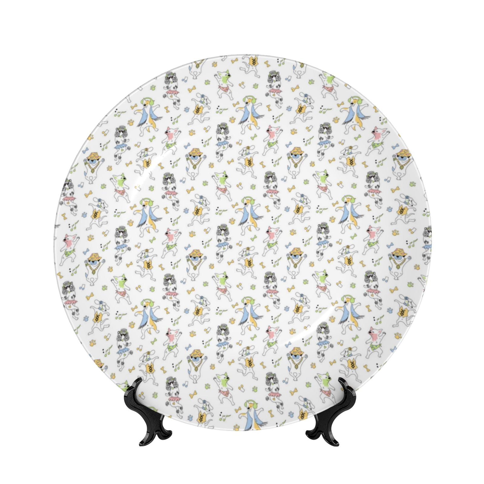 Balery Dancing Dogs Print Bone China Decorative Plate Ceramic Dinner ...
