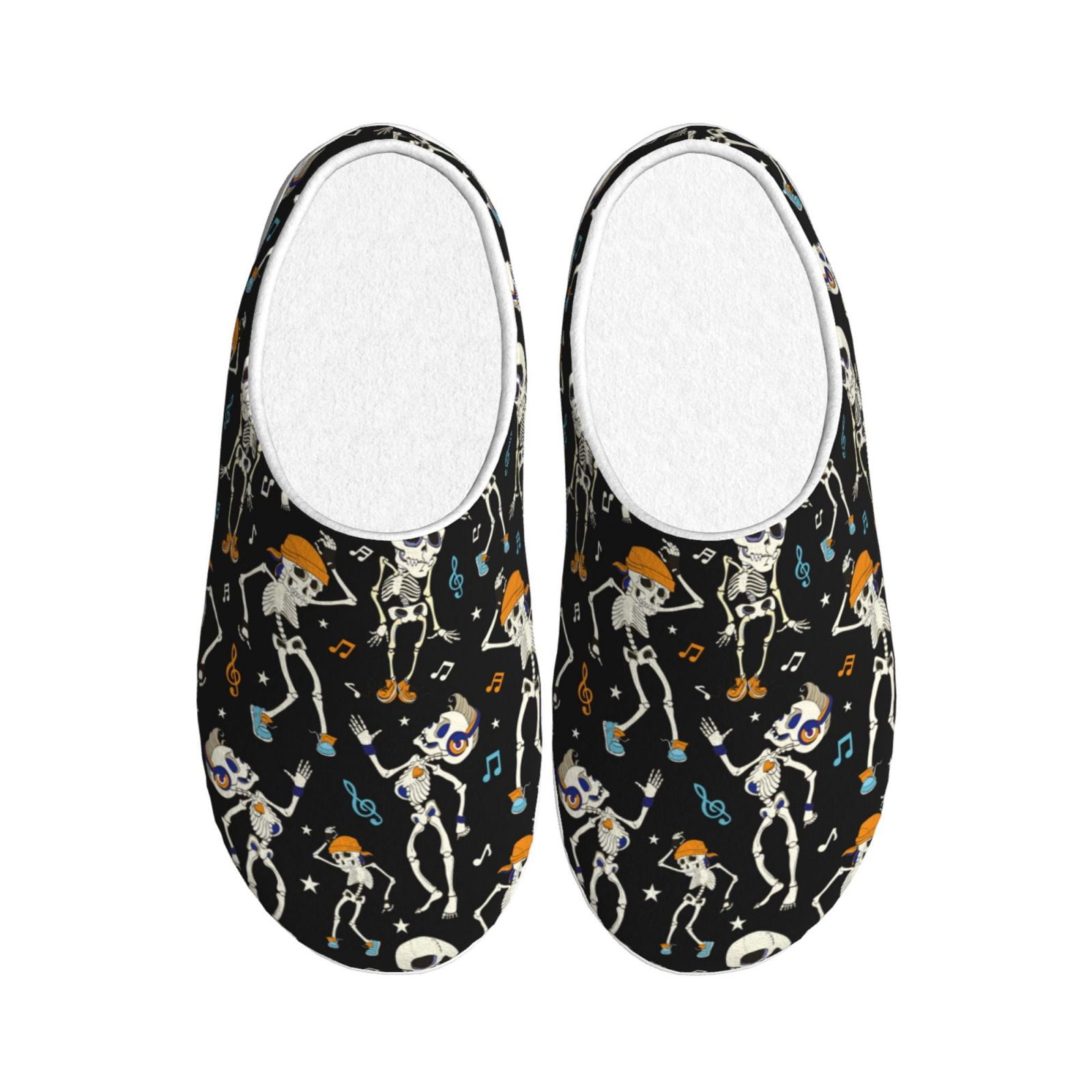 Balery Dancing Skeleton Party Pattern Women's Fuzzy Memory Foam ...