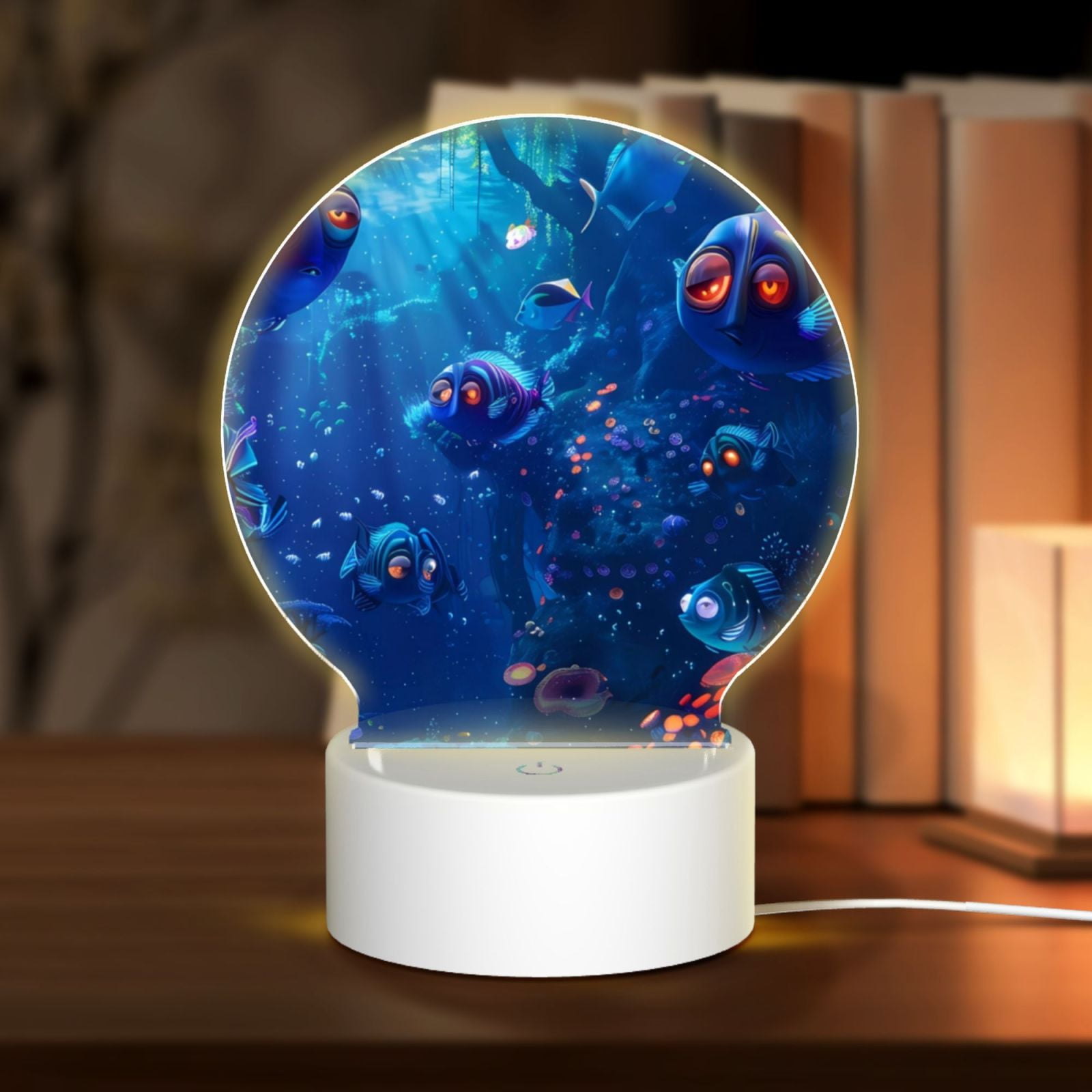 Balery Deep Sea Glowing Fishes Pattern Acrylic Night Light Gift with 3 ...