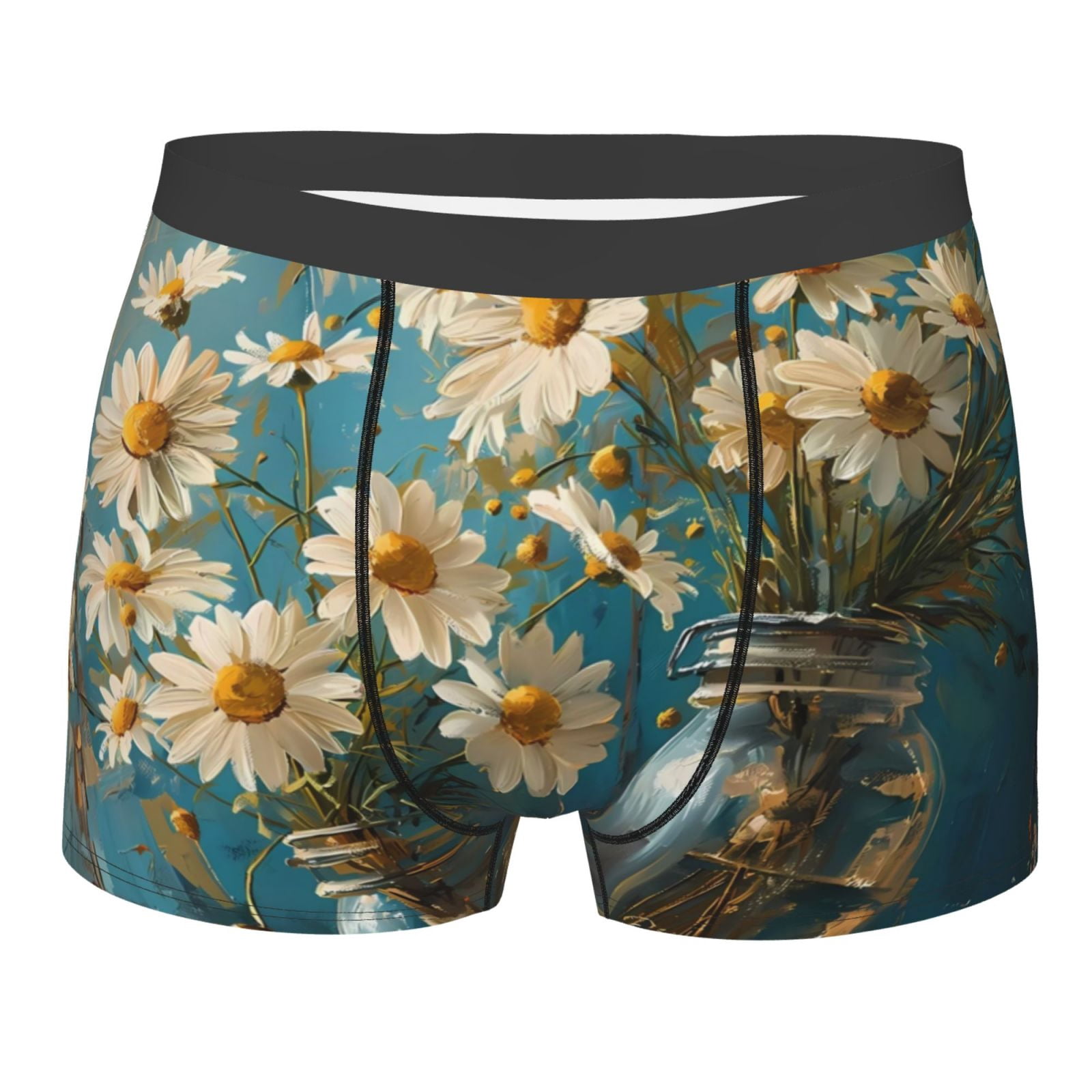 Balery Delicate White Daisy Jars Men's Boxer Briefs, Soft and ...