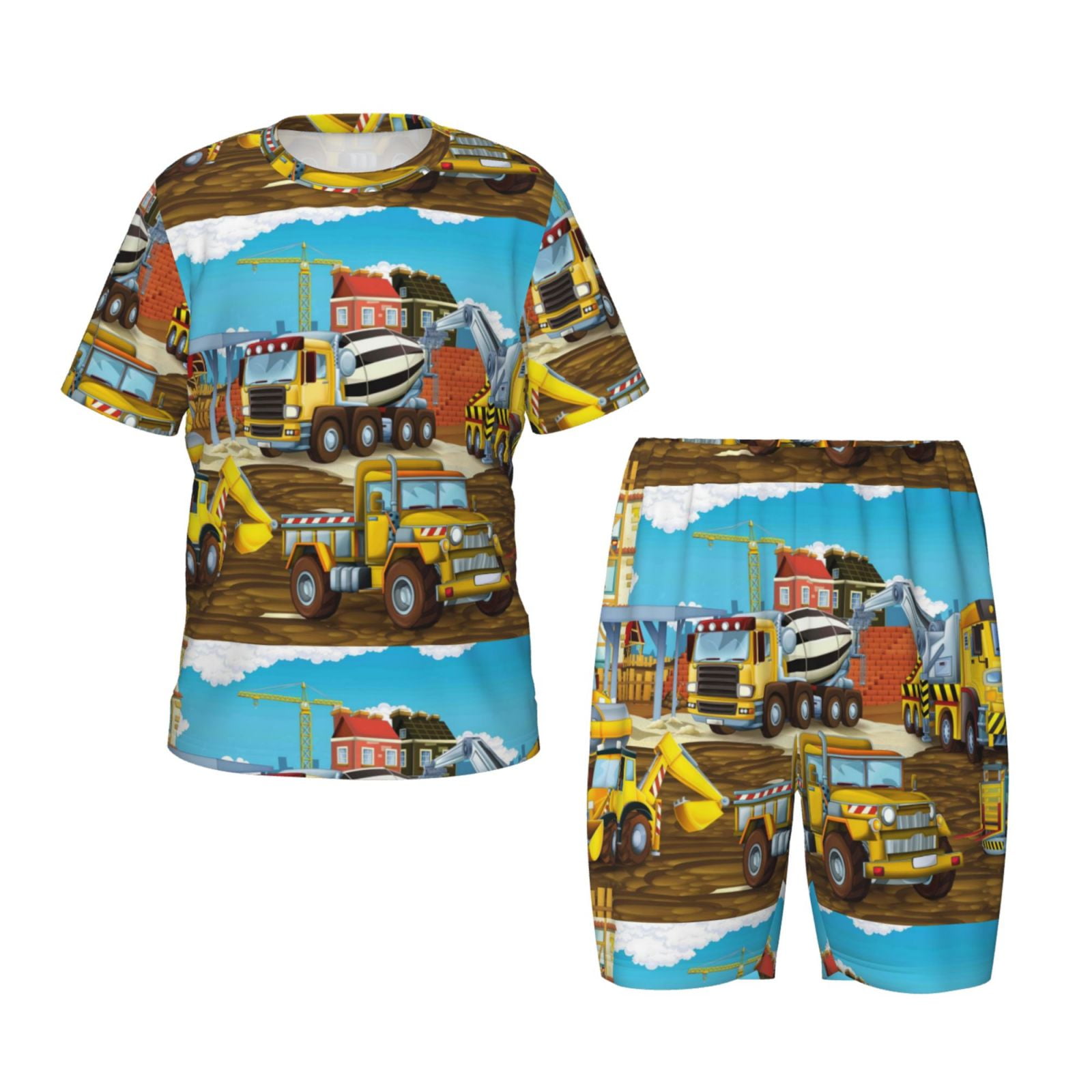Balery Different Construction Site Vehicles Pattern Kids’ Short-Sleeved ...