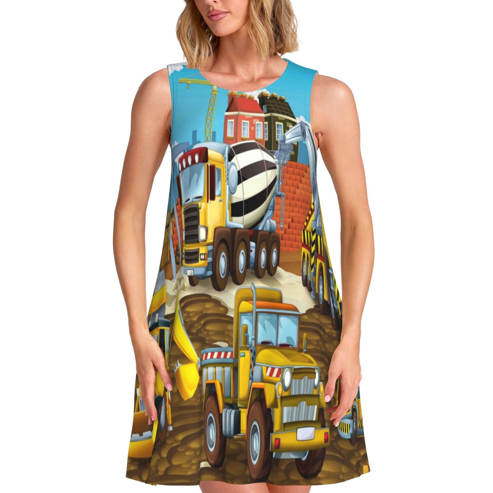 Balery Different Construction Site Vehicles Pattern Women’s Summer ...