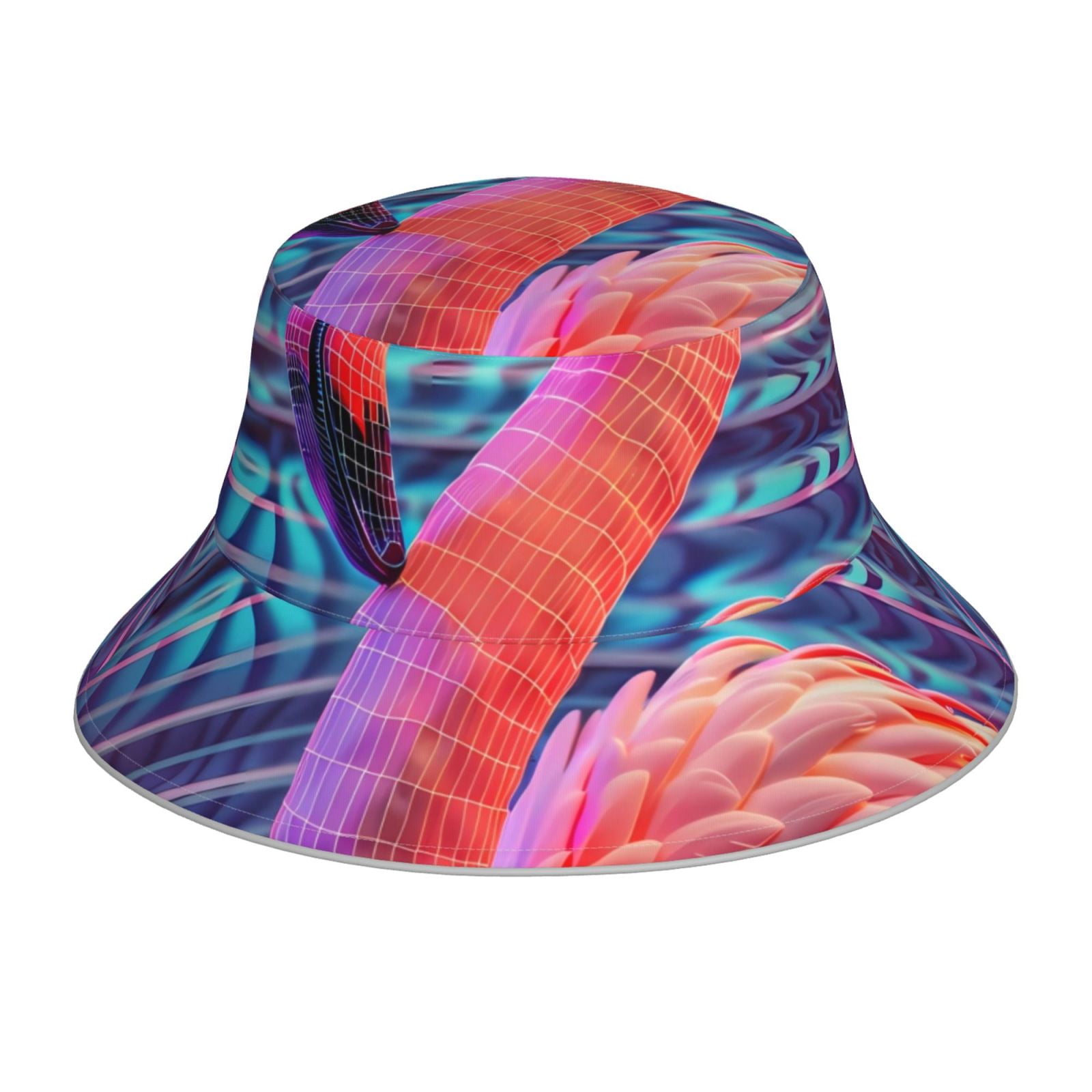 Balery Digital Flamingo Vibrant Art Sun Hats for Men Women Bucket Hat ...