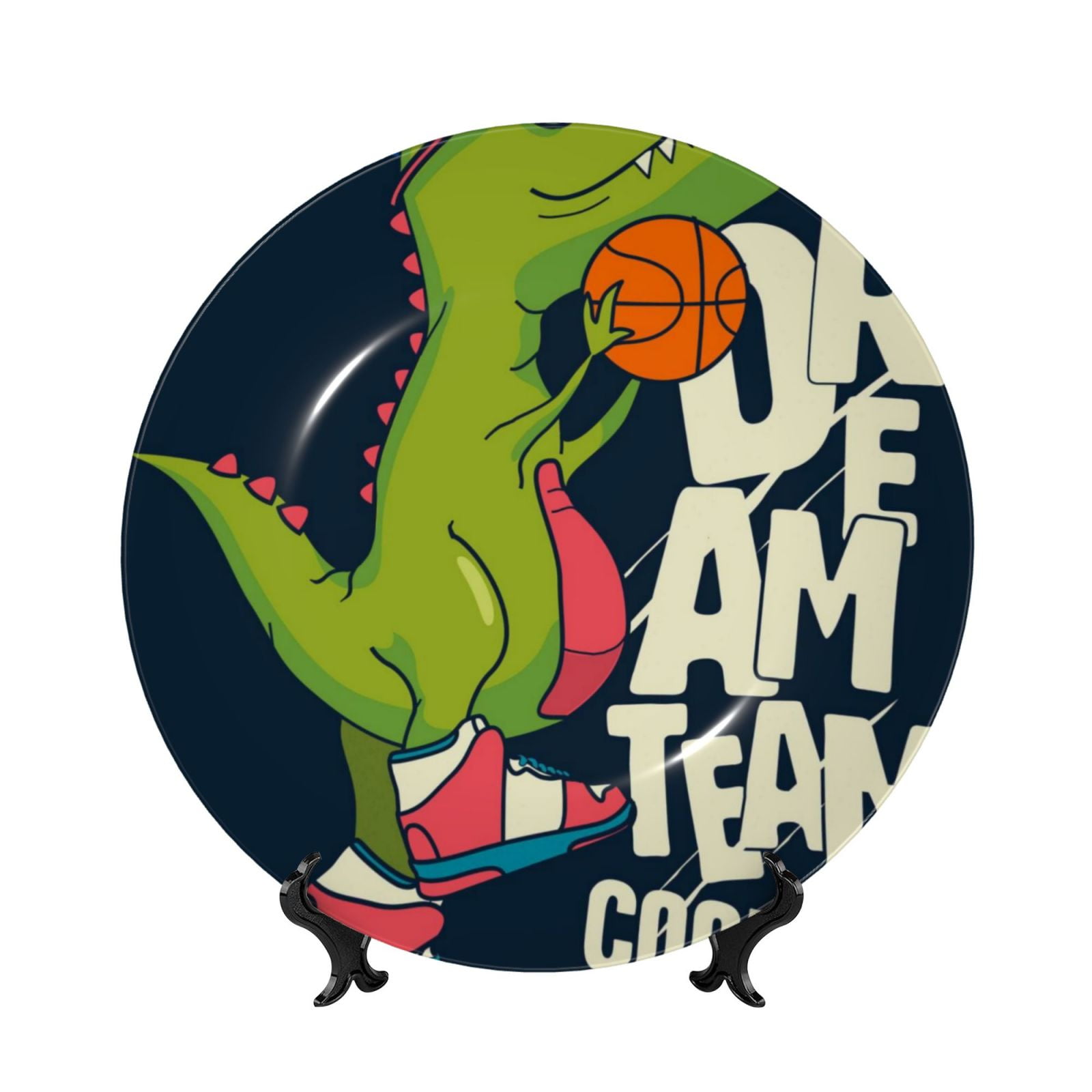 Balery Dinosaur Basketball Player Print Bone China Decorative Plate ...
