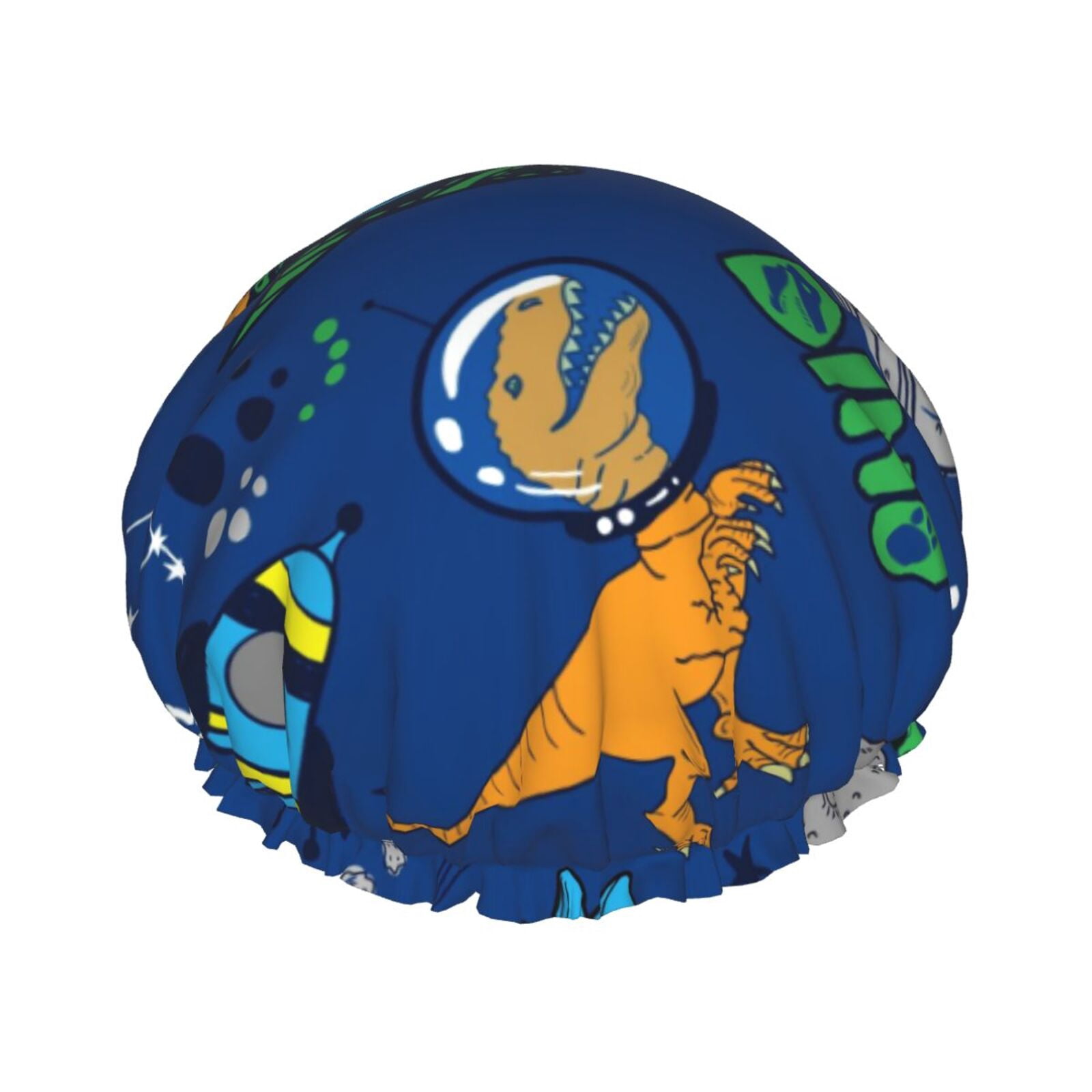 Balery Dinosaur In Space Shower Caps, Double Layer Waterproof Shower ...