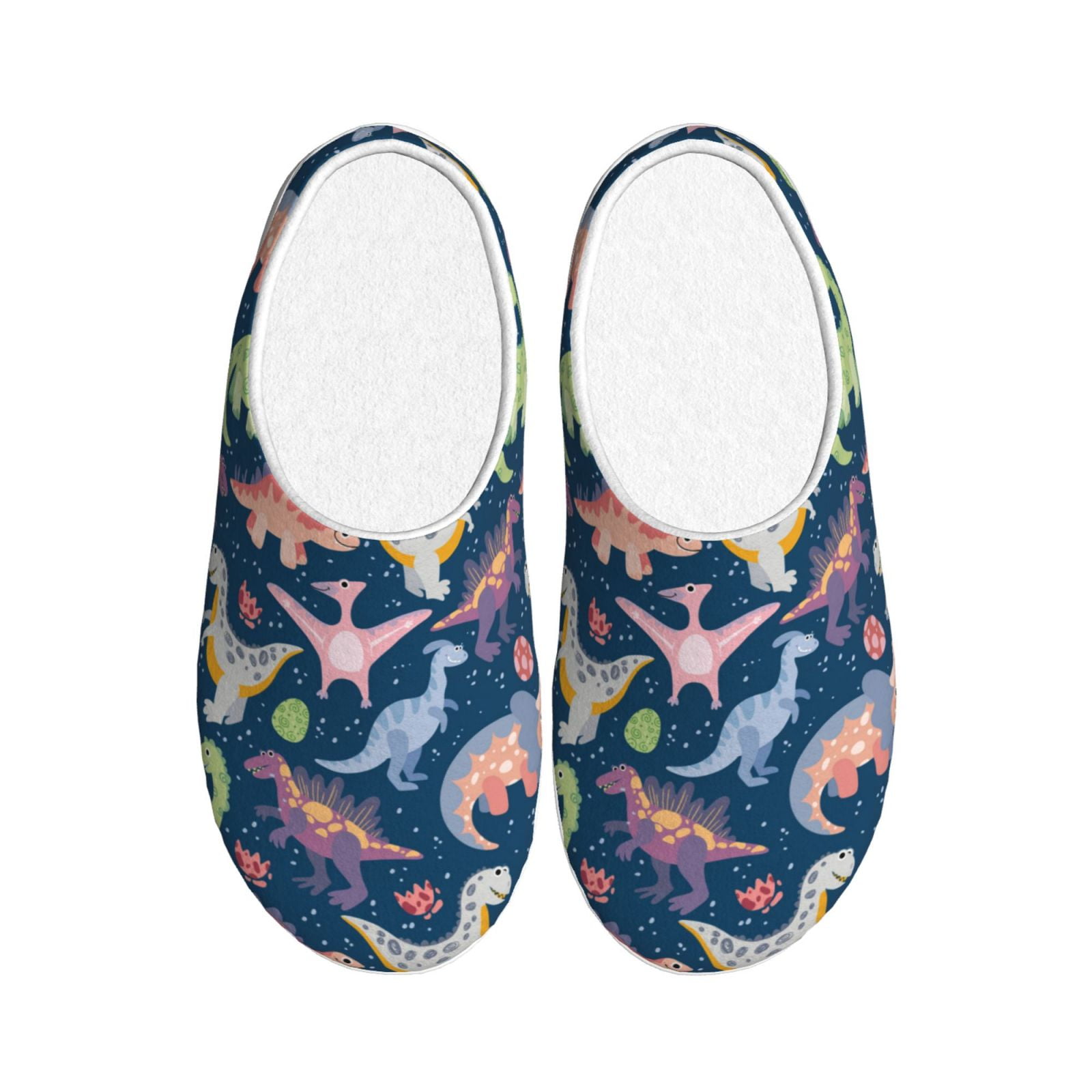Balery Dinosaur Pattern Women's Fuzzy Memory Foam Slippers Fluffy ...