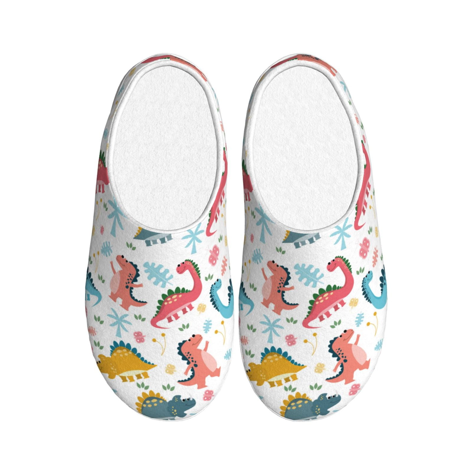 Balery Dinosaur Pattern Women's Fuzzy Memory Foam Slippers Fluffy ...