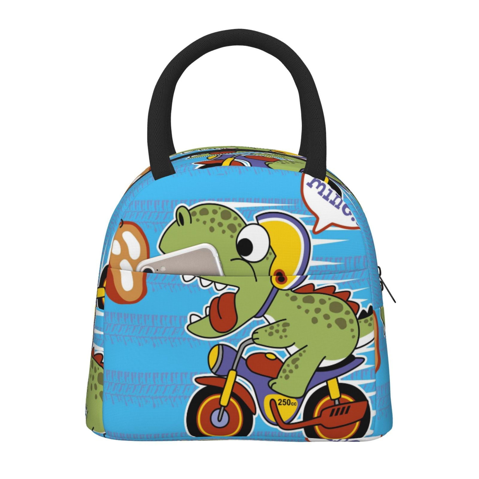 Balery Dinosaur Riding a Motorcycle Pattern Lunch Bag Women, Lunch Box ...