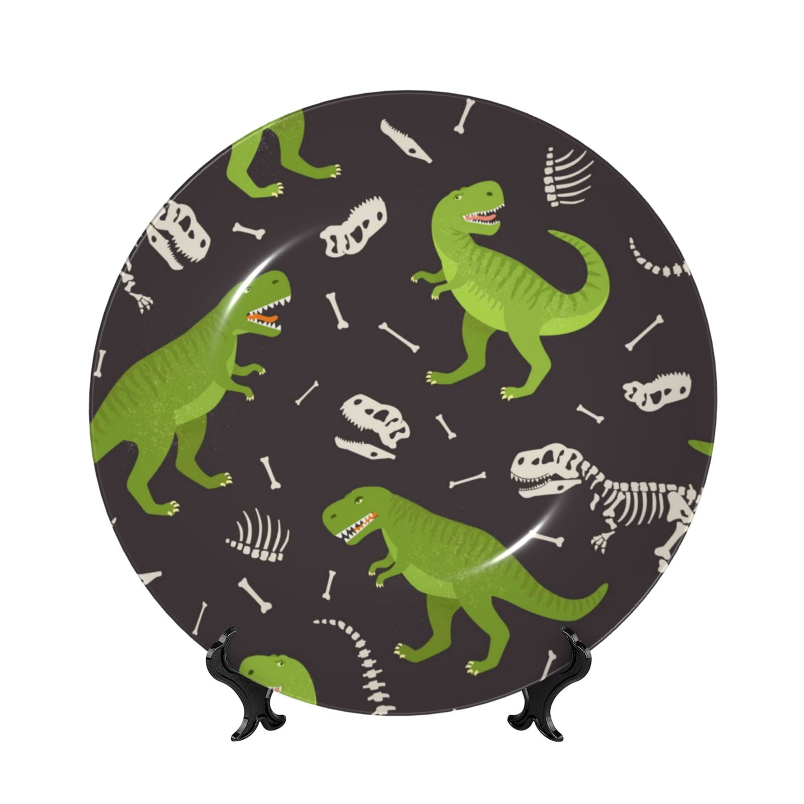 Balery Dinosaur Skeleton Print Bone China Decorative Plate Ceramic ...
