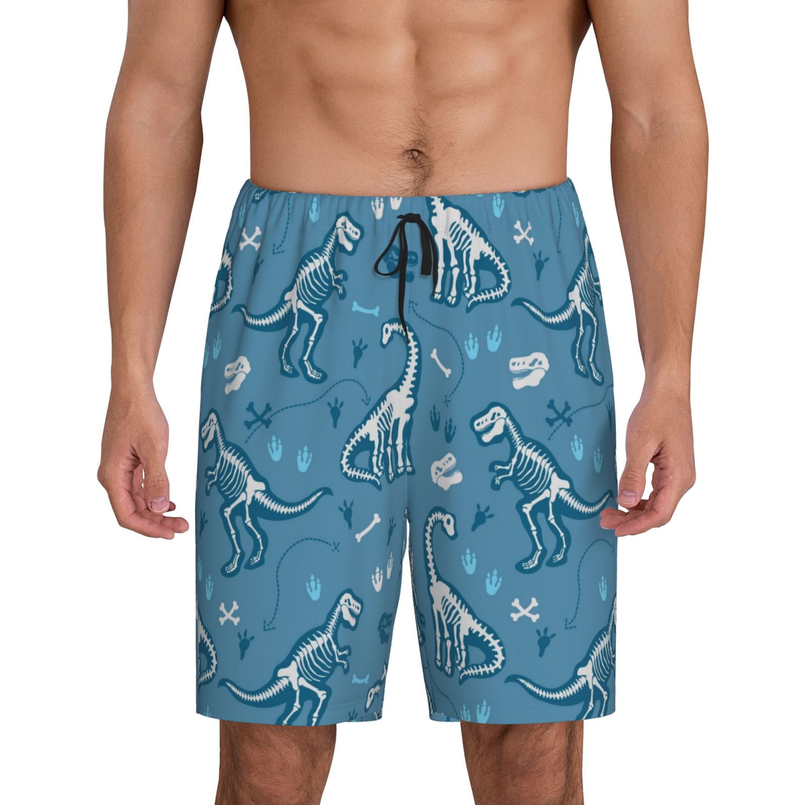 Balery Dinosaur Skull Men's Cotton Knit Pajama Shorts Waistband ...
