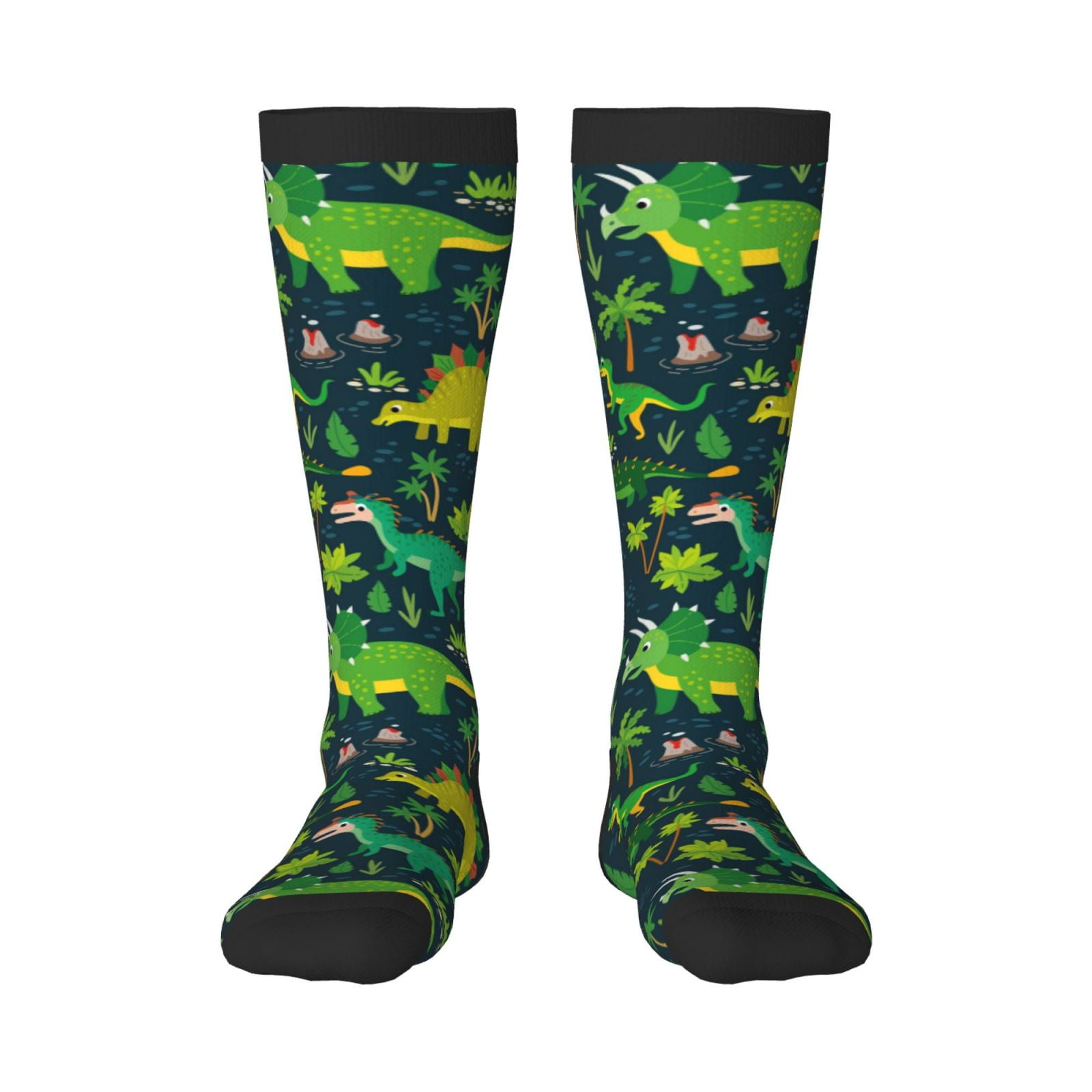 Balery Dinosaurs And Flowers Fun Novelty Socks Men'S Women'S Crew Socks ...