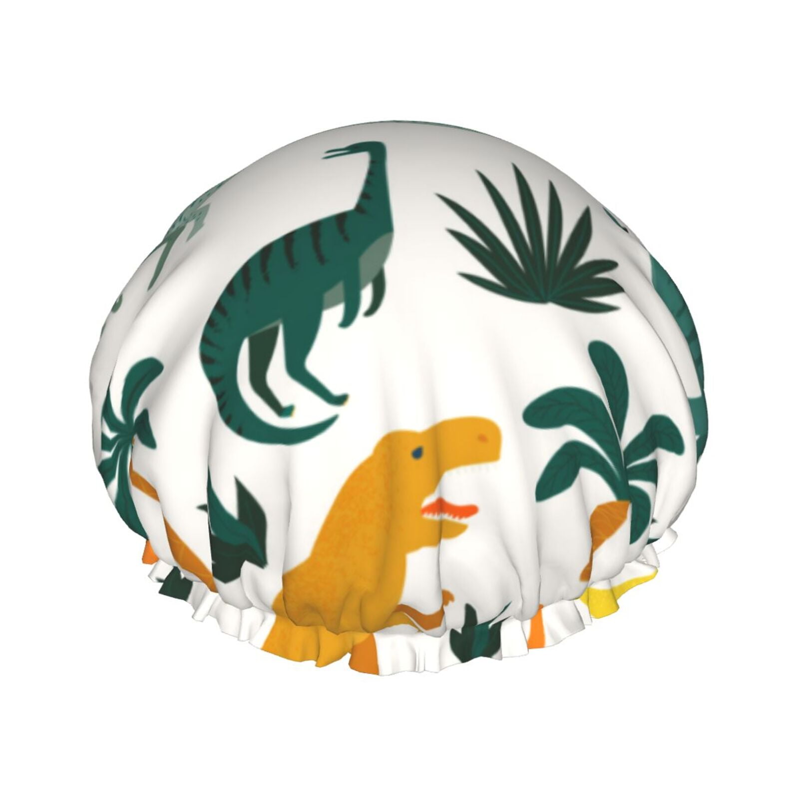 Balery Dinosaurs And Tropical Leaves Shower Caps, Double Layer ...