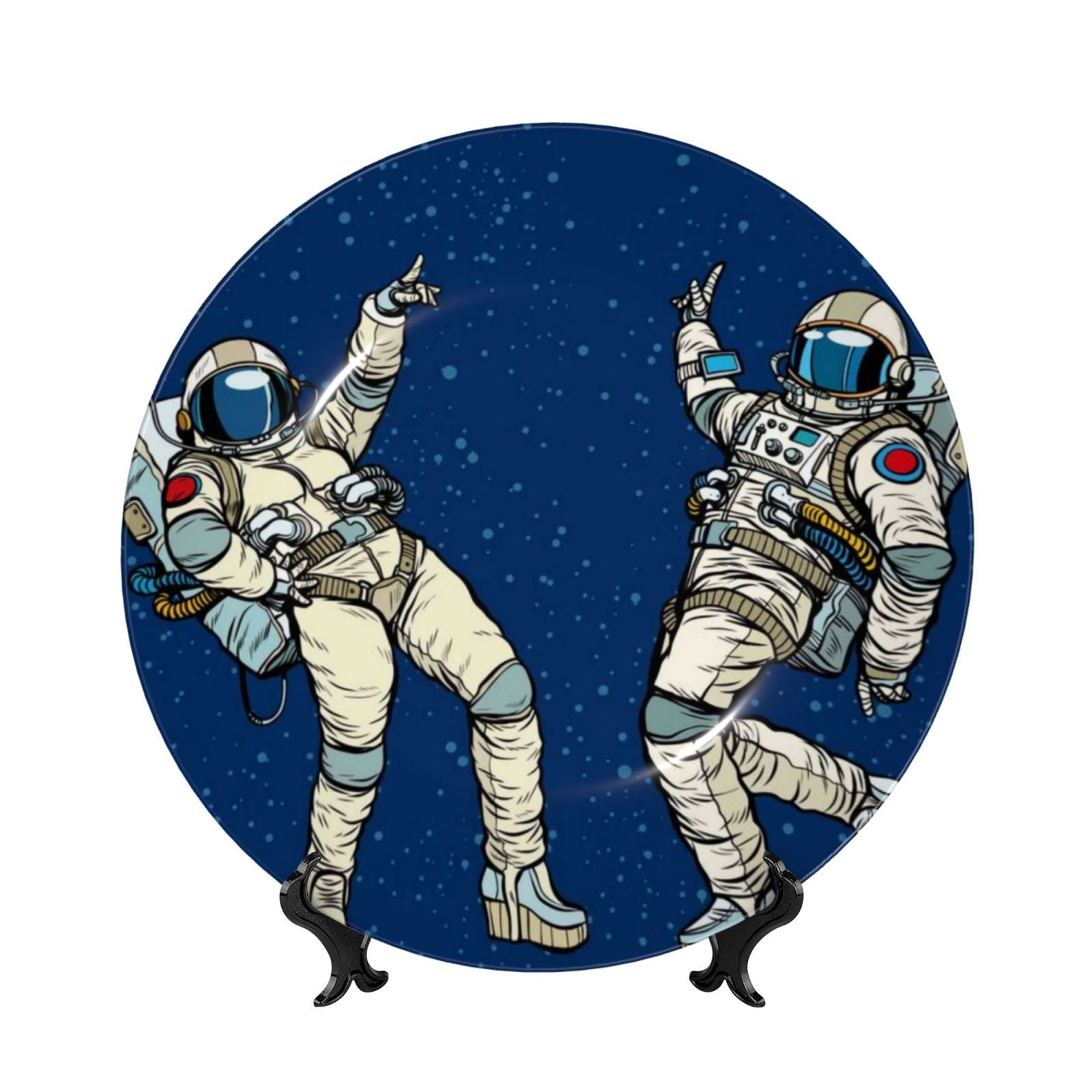Balery Disco party Astronaut Dancing Print Bone China Decorative Plate ...