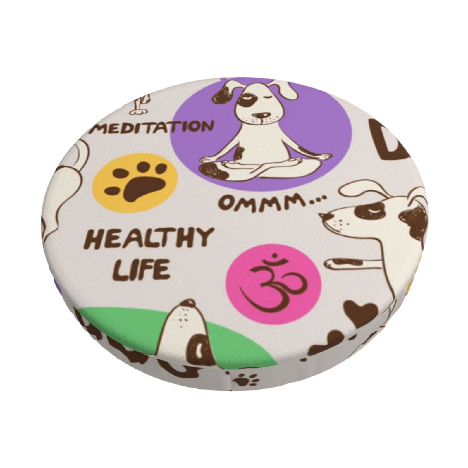 Balery Dog Doing Yoga Round Bar Stool Seat Covers Velvet Fabric ...