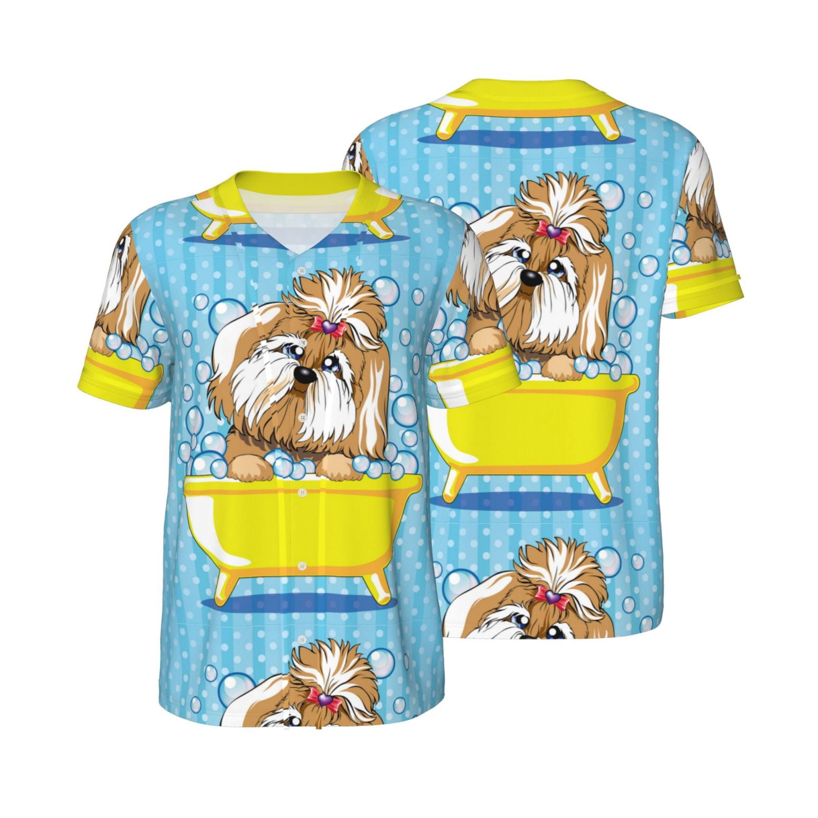 Balery Dog Takes a Bath in the Bathtub Baseball Jersey for Men Casual ...