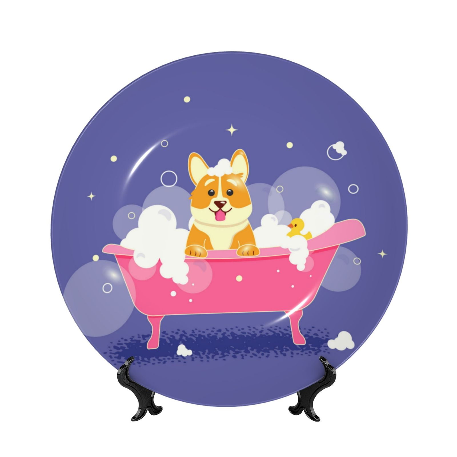 Balery Dog Washes in a Bath Print Bone China Decorative Plate Ceramic ...