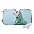 Balery Dog Wrapped In Towel Windshield Sun Shade, Car Front Window ...