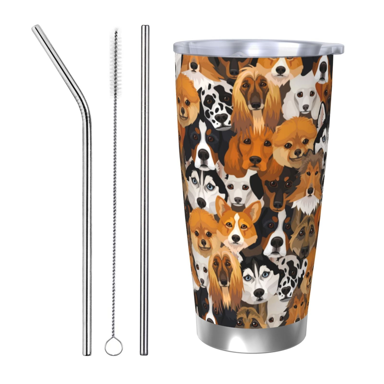 Balery Dogs Different Breeds Pattern 20oz Insulated Car Cup with Dual ...