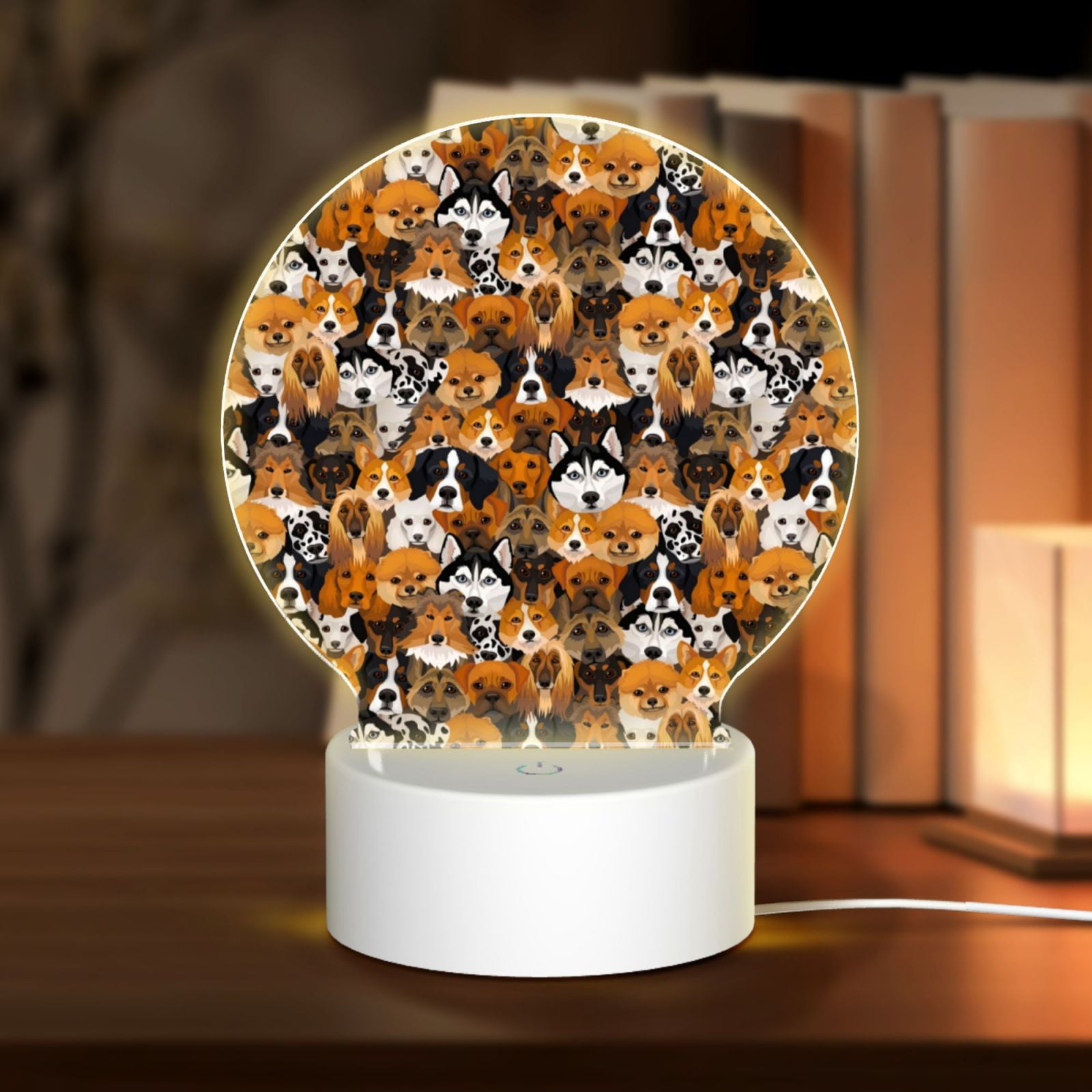 Balery Dogs Different Breeds Pattern Acrylic Night Light Gift with 3 ...