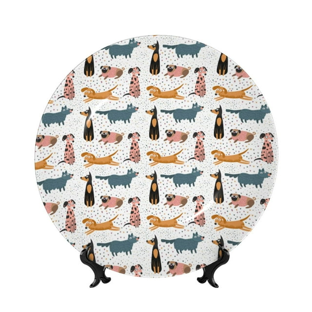 Balery Dogs Pug Print Bone China Decorative Plate Ceramic Dinner Plates ...