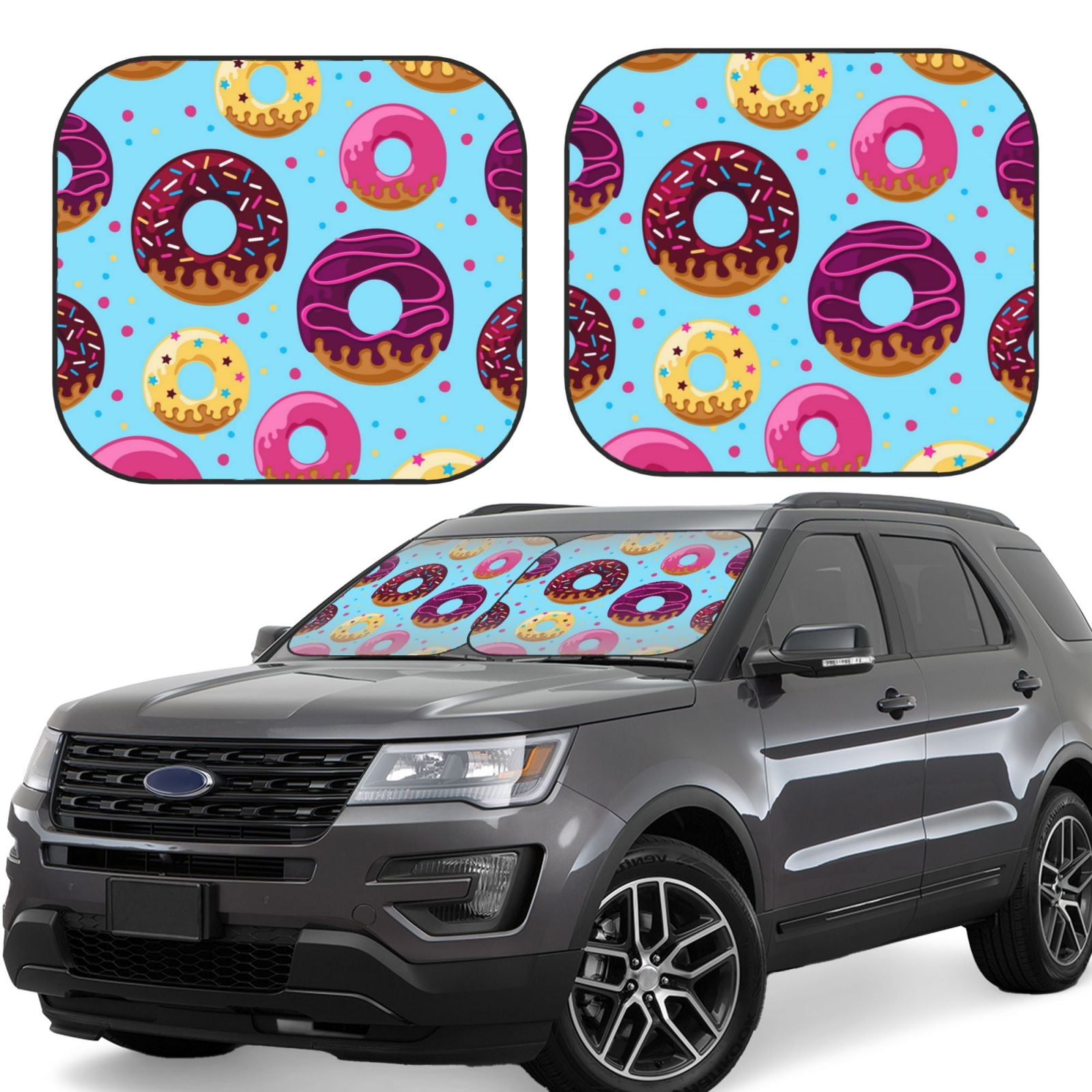 Balery Donuts Sun Shield 2 Pack For Car Front Windows Foldable Sun ...