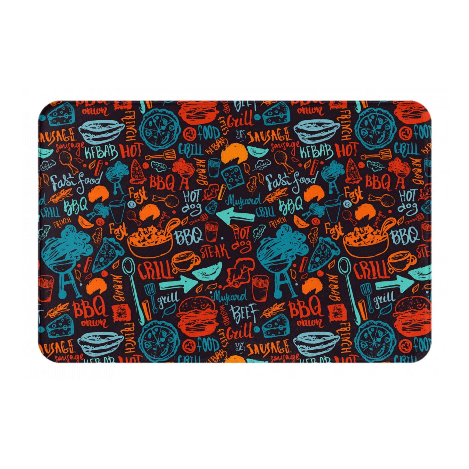Balery Doodle Barbeque Doormat, Durable Flannel Fabric, Waterproof ...