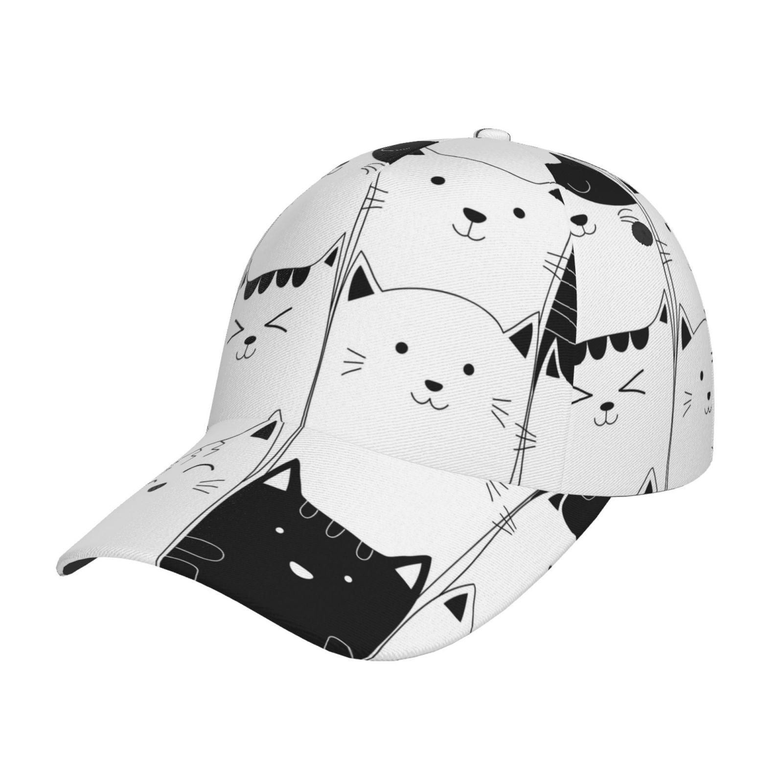 Balery Doodle Cute Cat Baseball Cap For Women Men,Adjustable Size For ...