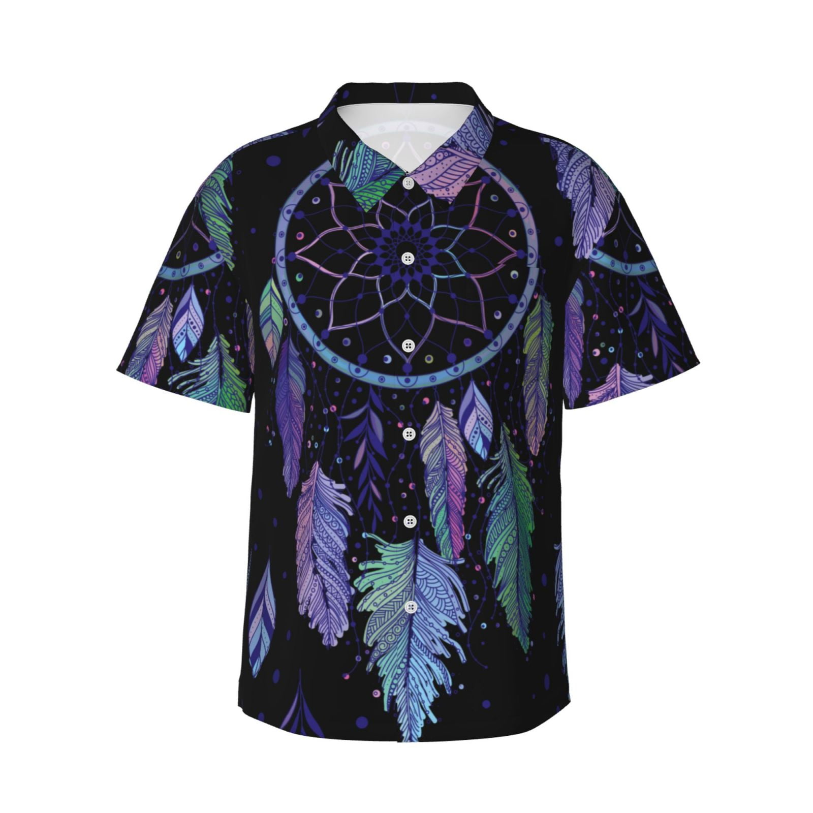 Balery Dreamcatcher With Colorful Feathers Print Men's Hawaiian Shirts ...