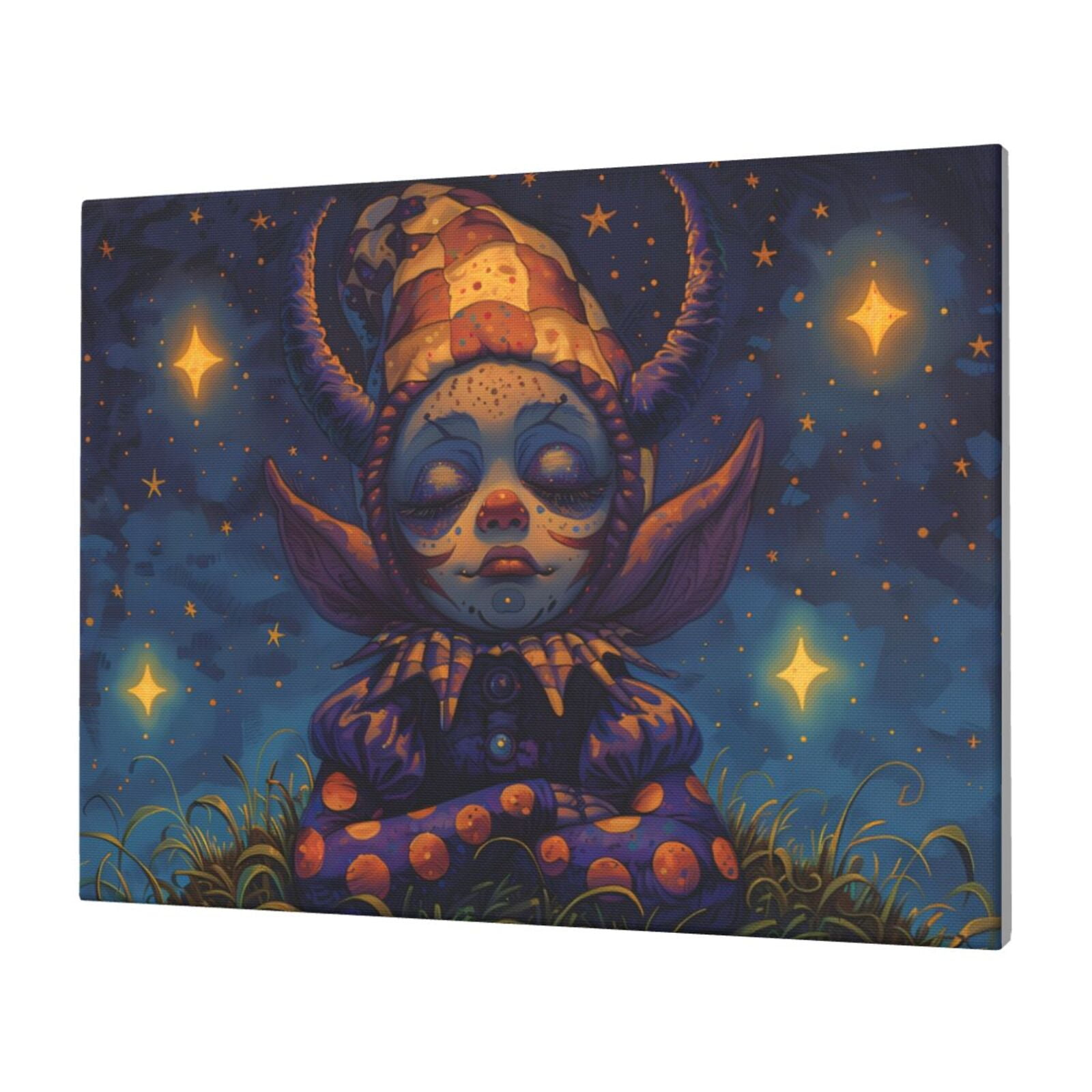 Balery Dreamy Jester Under Stars Pattern Canvas Decorative Picture ...