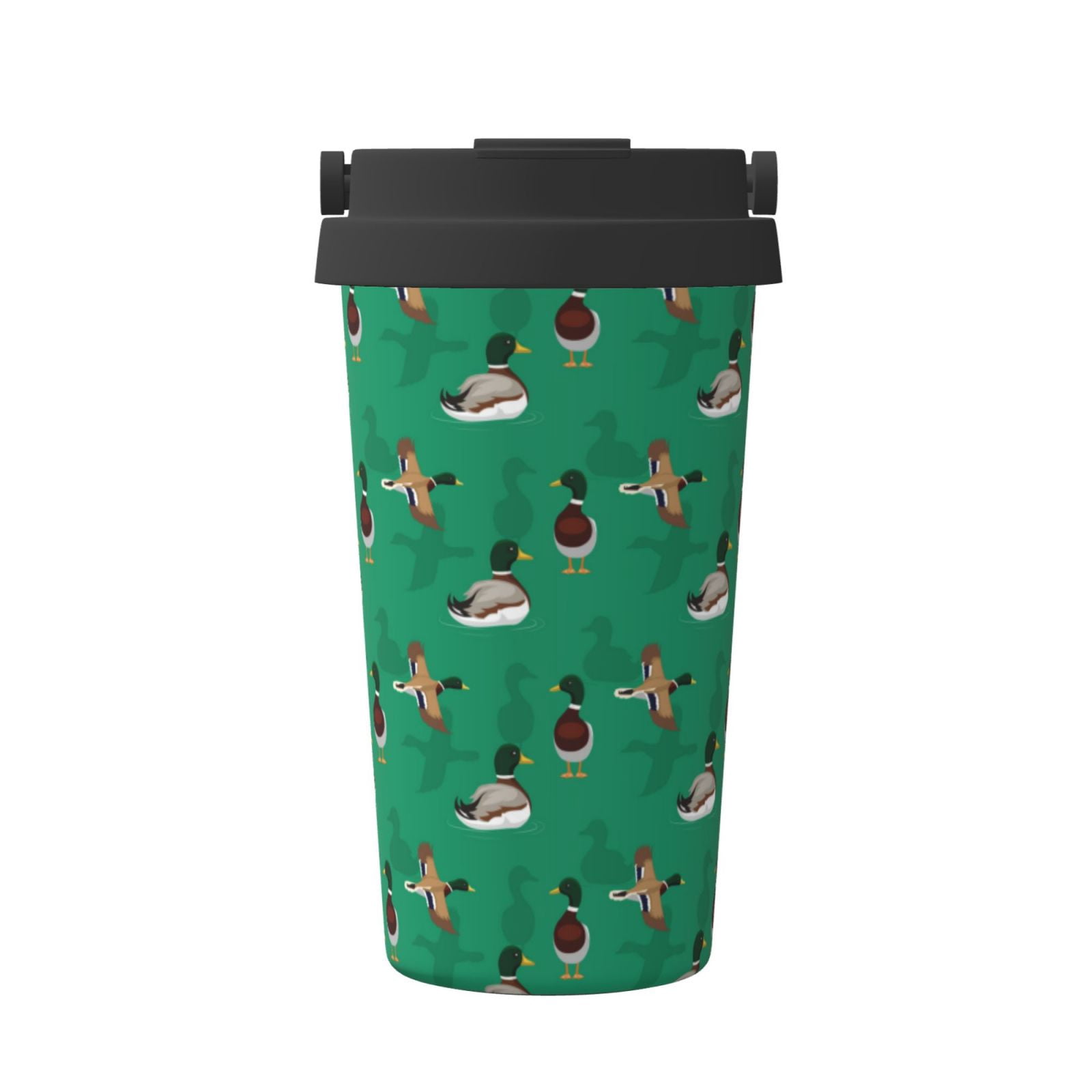 Balery Duck Mallard Flying Pose Pattern Insulated Coffee Travel Mug ...