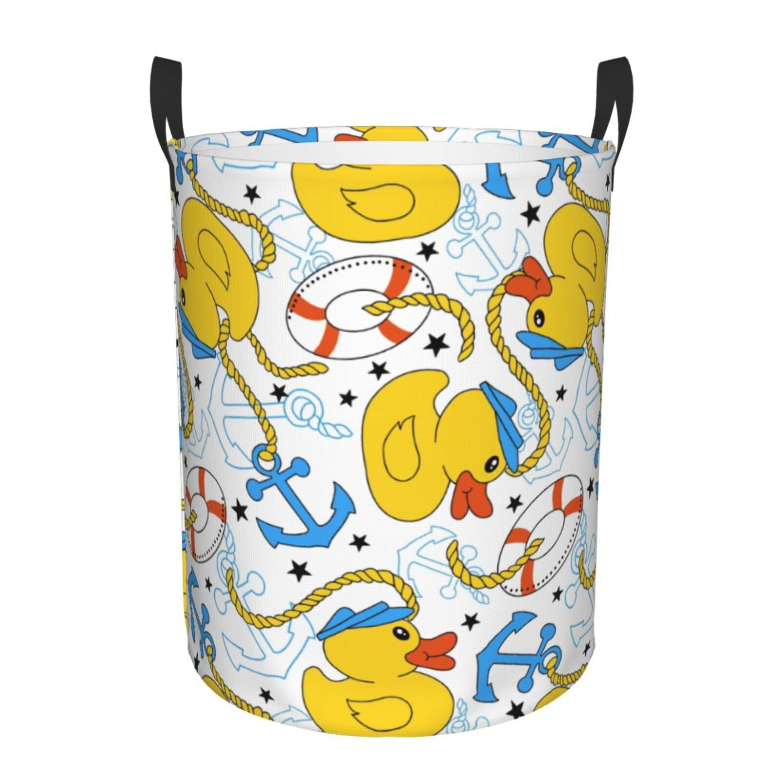 Balery Ducks and Anchors Round Laundry Basket with Handles Waterproof ...