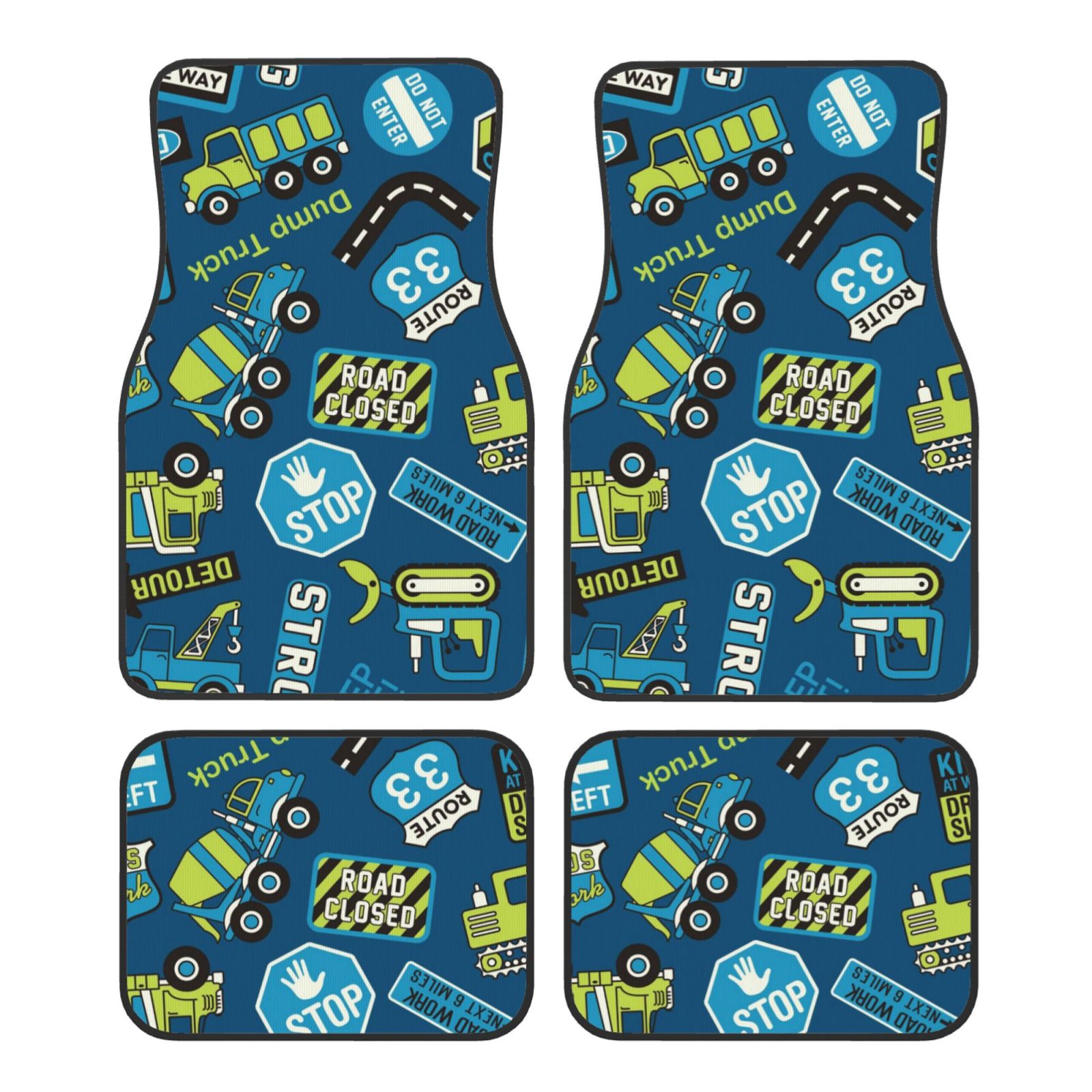 Balery Dump Truck Pattern 4-Piece Floor Mats, Heavy-Duty Rubber Liners ...
