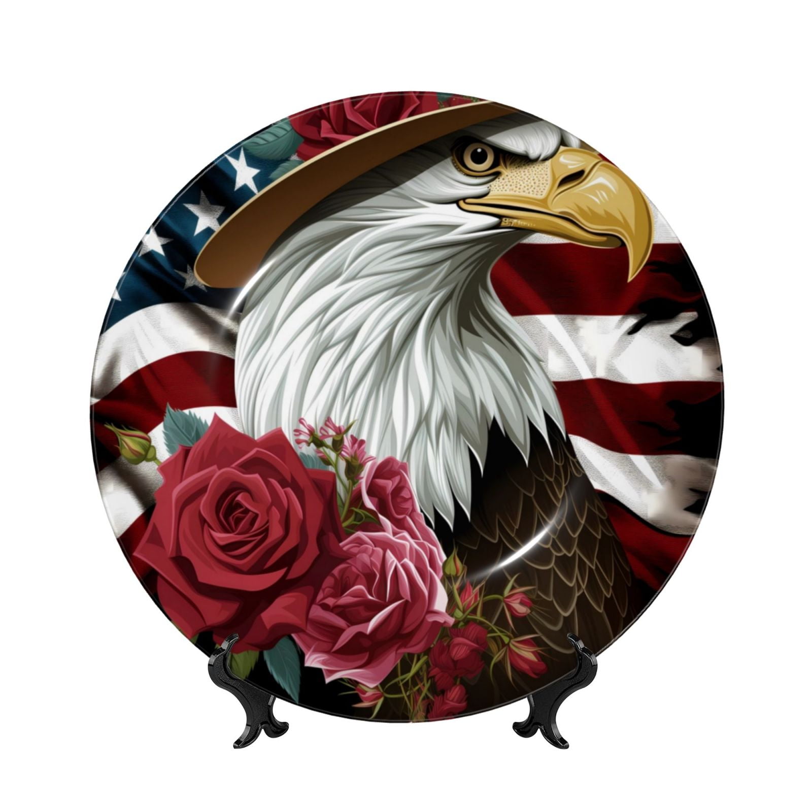 Balery Eagle With Hat And Roses Print Bone China Decorative Plate ...
