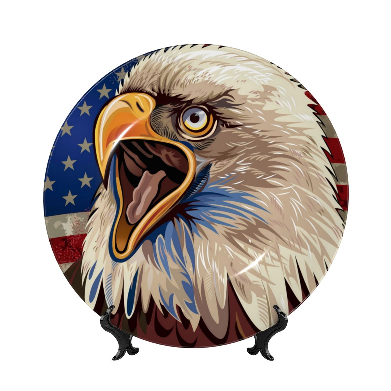 Balery Eagle With USA Flags Print Bone China Decorative Plate Ceramic ...