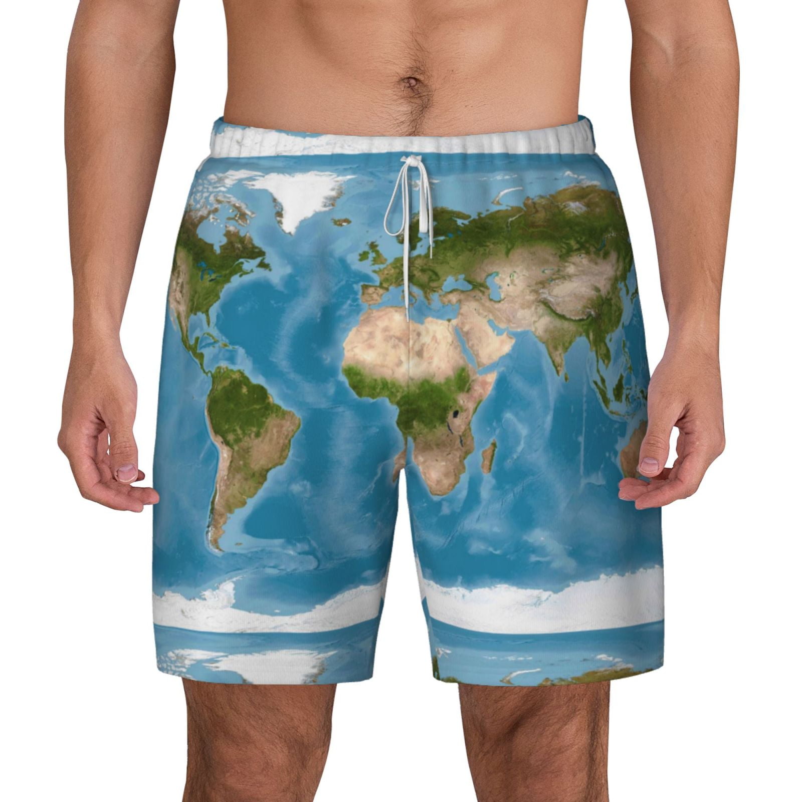 Balery Earth View World Map Mens Swim Trunks Swim Shorts for Men Quick ...