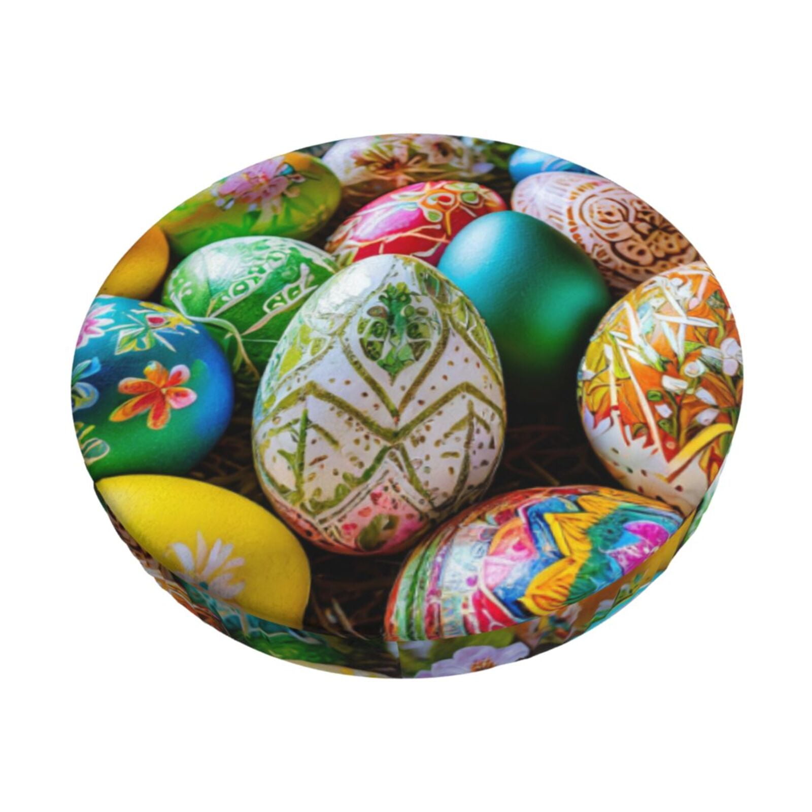Balery Easter Eggs Pattern Round Bar Stool Seat Covers Velvet Fabric ...