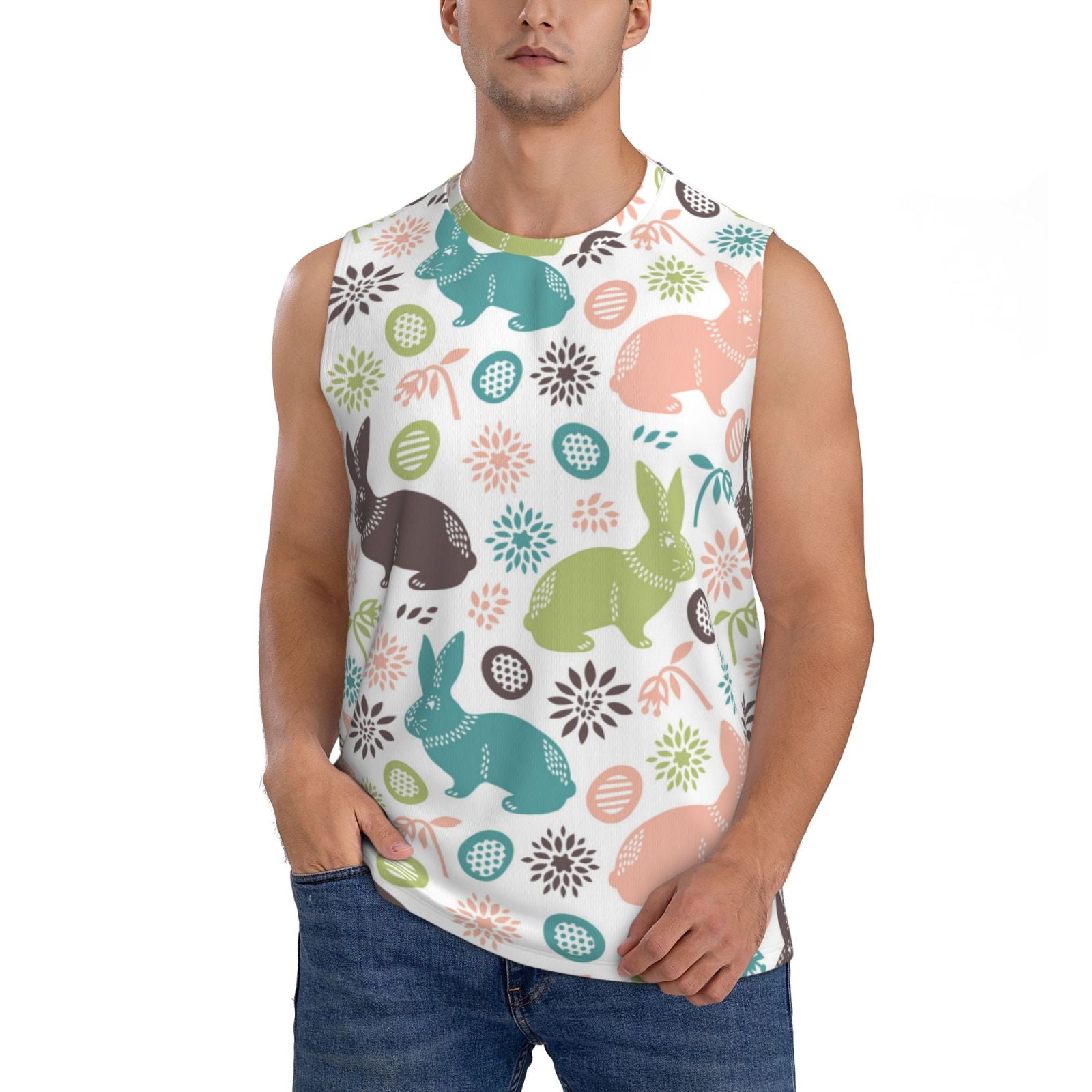 Balery Easter Rabbit Men's Sleeveless Muscle Shirts Workout Tank Top ...