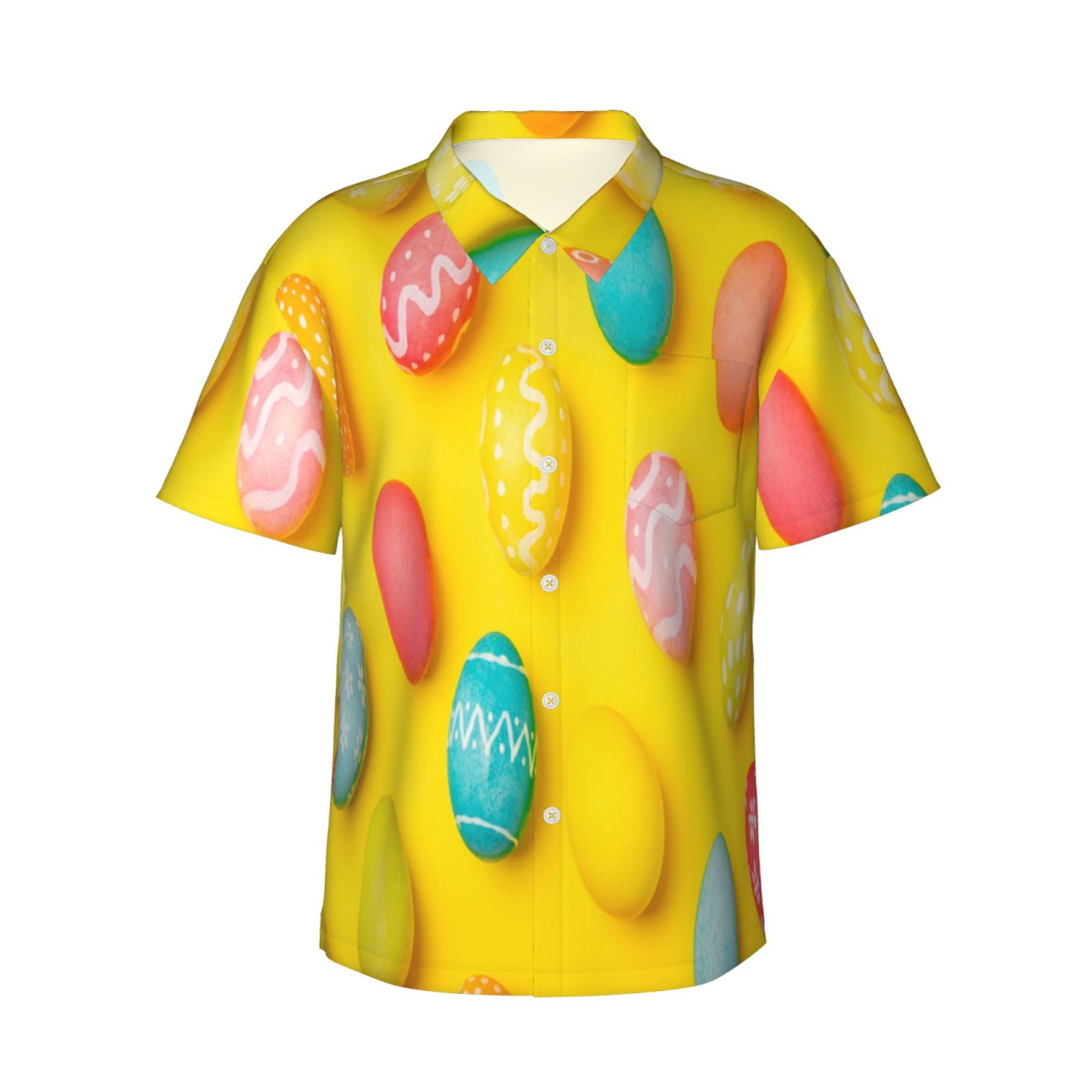 Balery Easter eggs (2) Print Men's Hawaiian Shirts Short Sleeve Beach ...