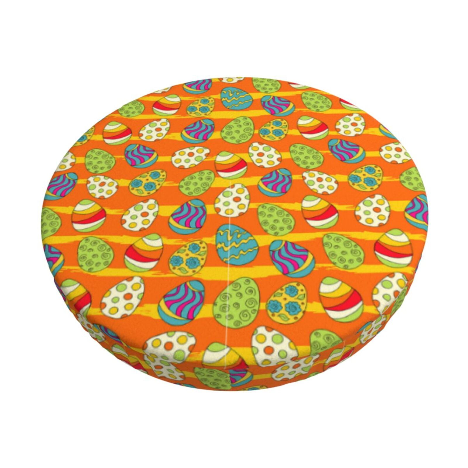 Balery Easter eggs Pattern Round Bar Stool Seat Covers Velvet Fabric ...