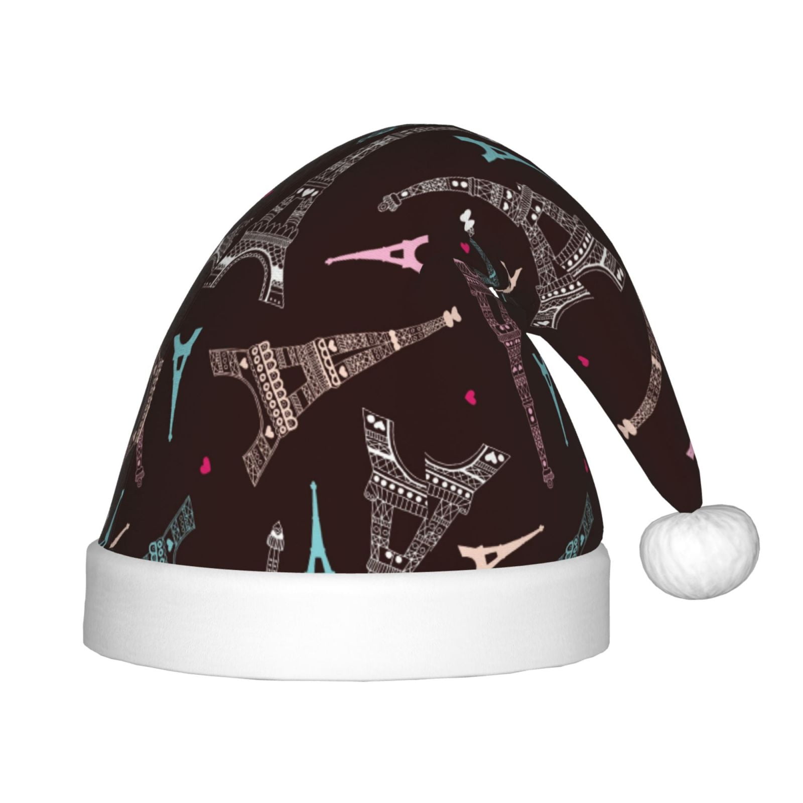 Balery Eiffel Tower Pattern Santa Hat Christmas Hat Funny Christmas Hat ...