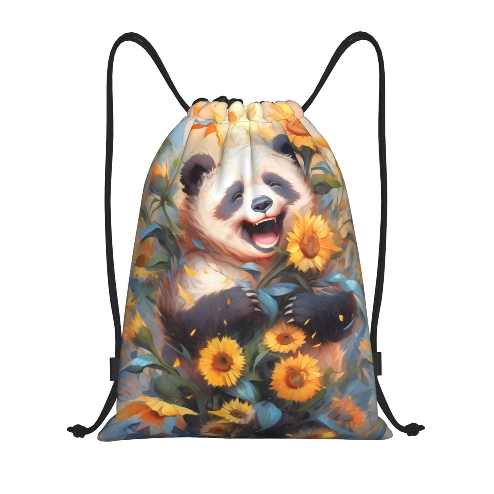 Balery Elegant Cute Panda Sunflower Pattern Drawstring Backpack Bag ...
