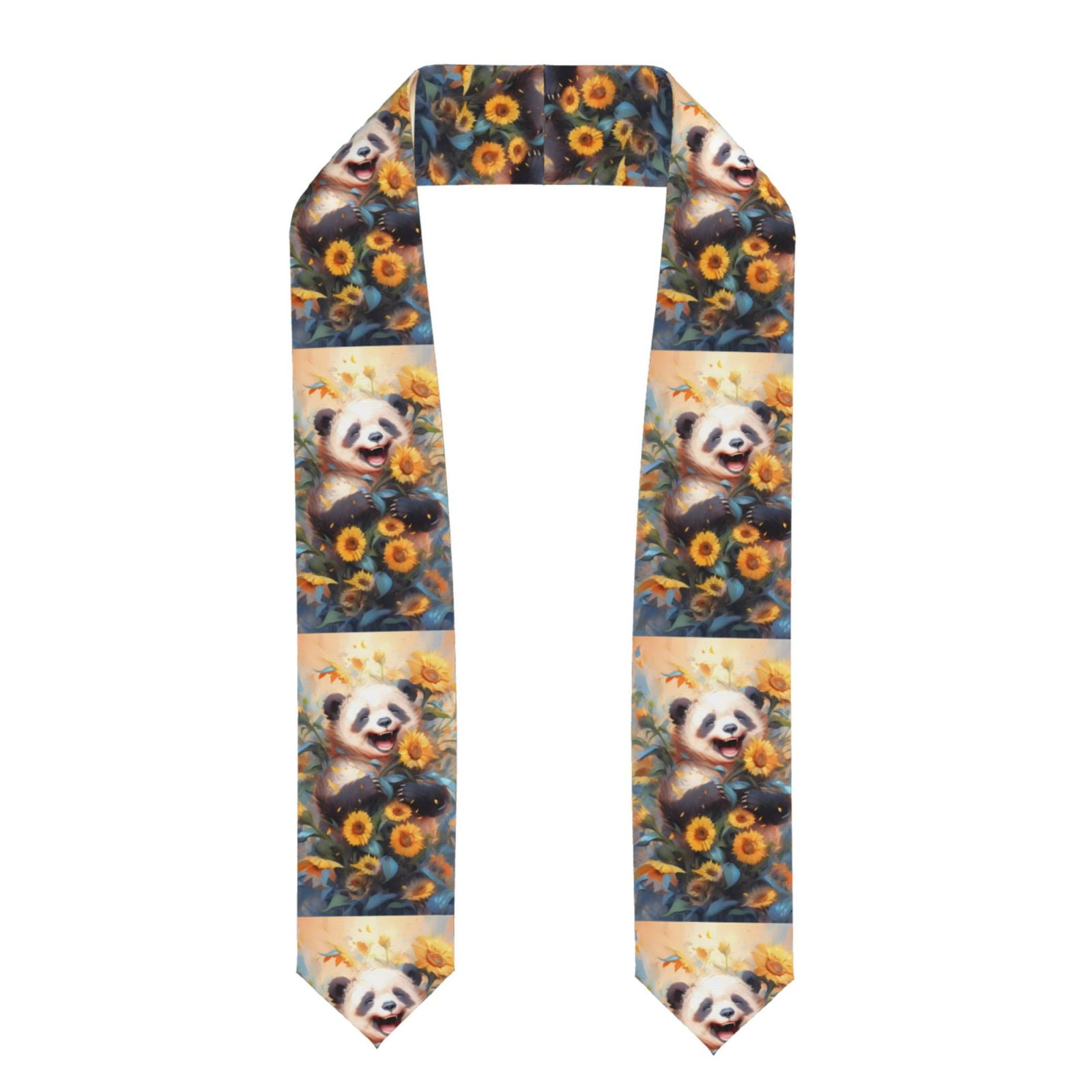Balery Elegant Cute Panda Sunflower Pattern Graduation Shawl Stole ...
