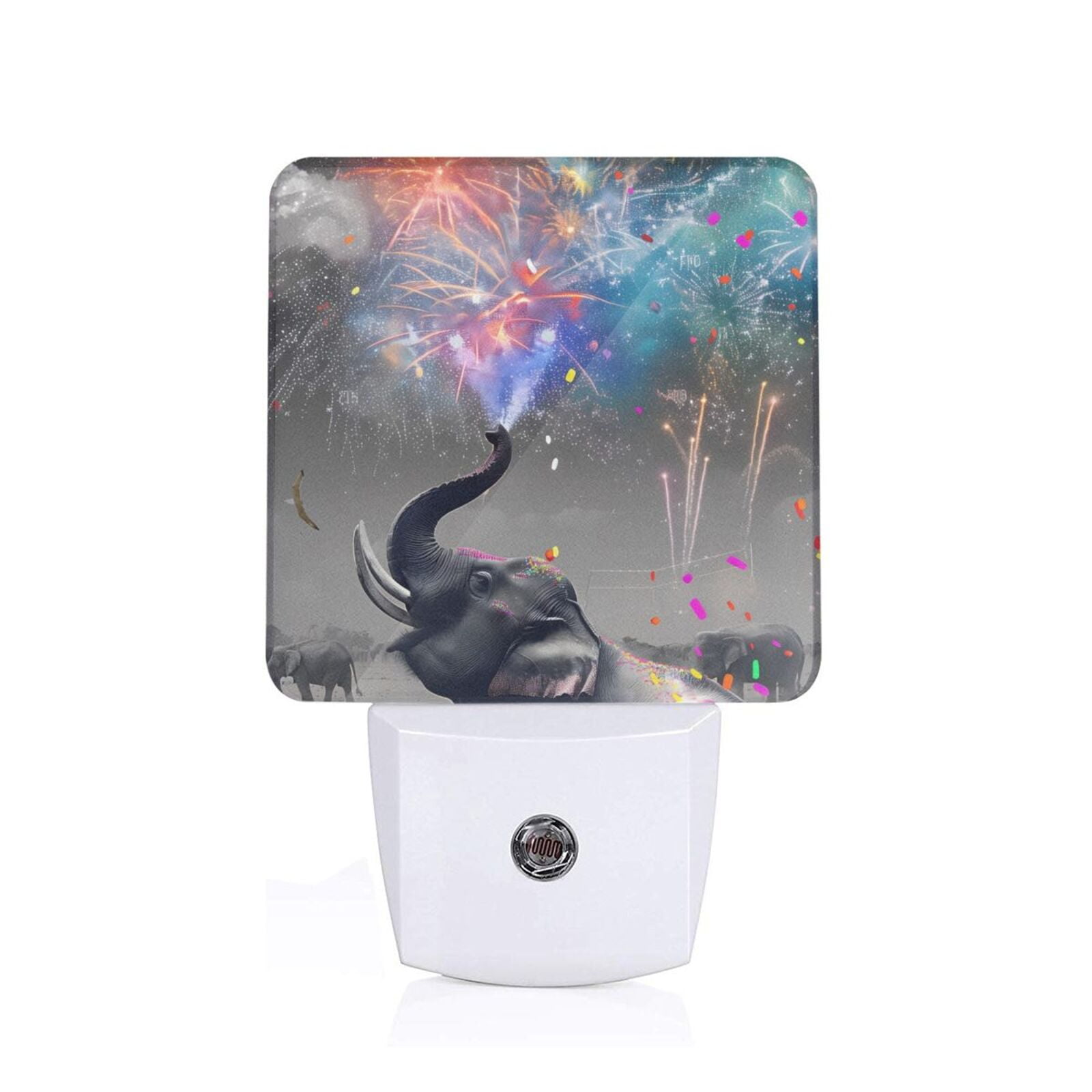 Balery Elephant Fireworks Celebration Pattern LED Night Light with ...