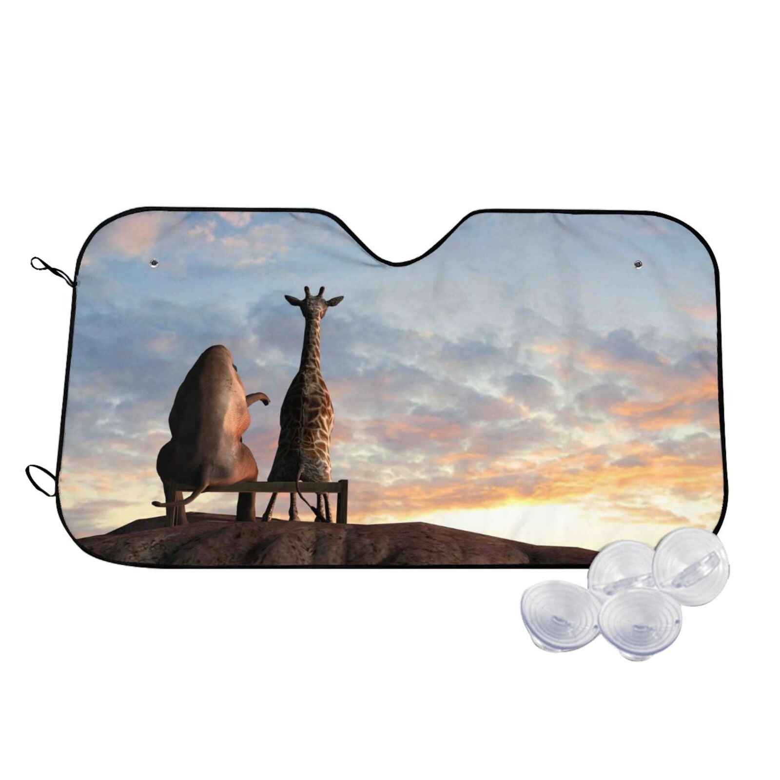 Balery Elephant Giraffe Print Car Windshield Sun Shade,Windshield ...