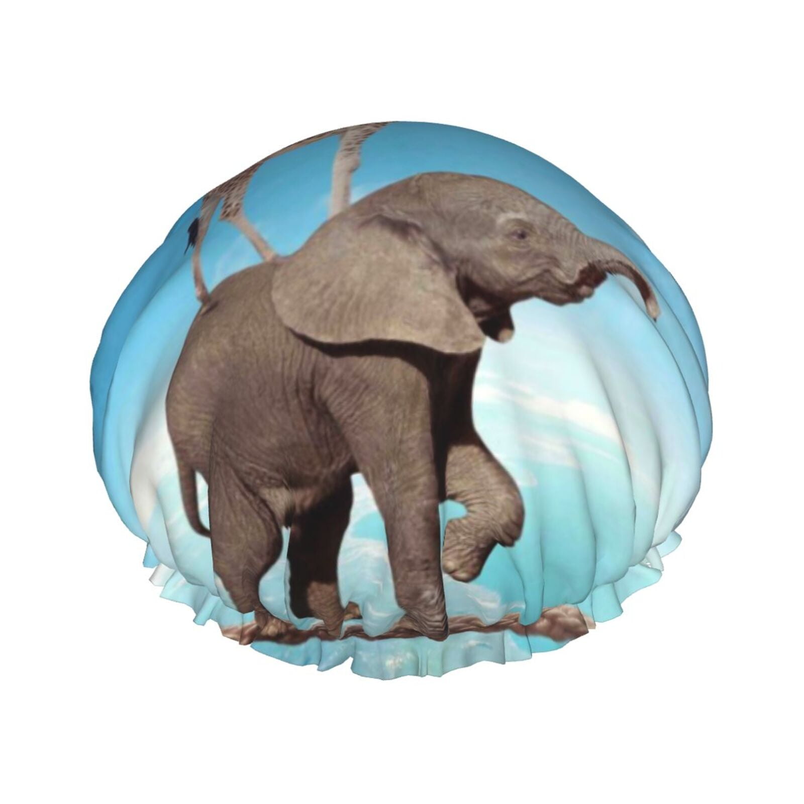 Balery Elephant Giraffe Shower Caps, Double Layer Waterproof Shower Cap ...