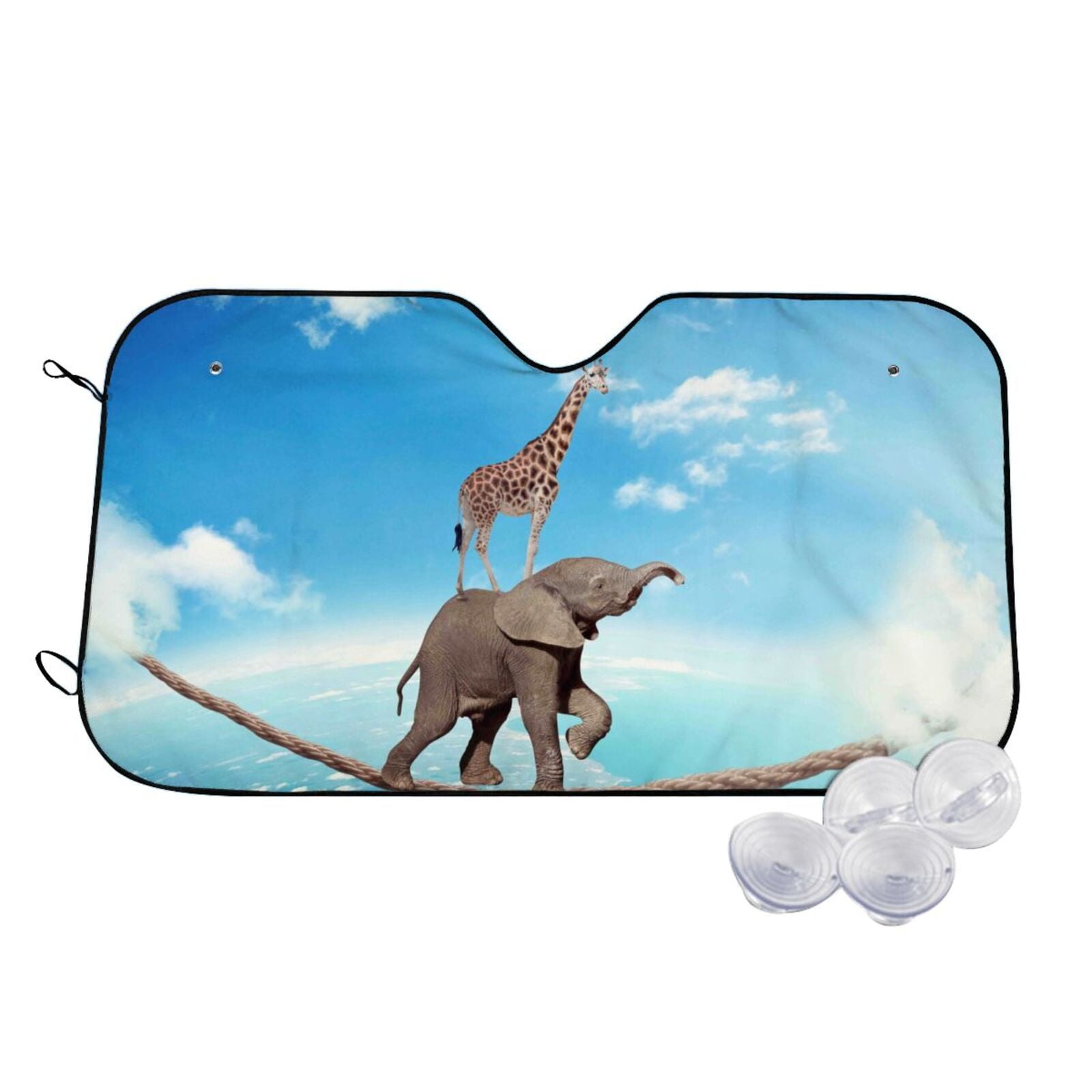 Balery Elephant Giraffe Windshield Sun Shade, Car Front Window Sunshade ...