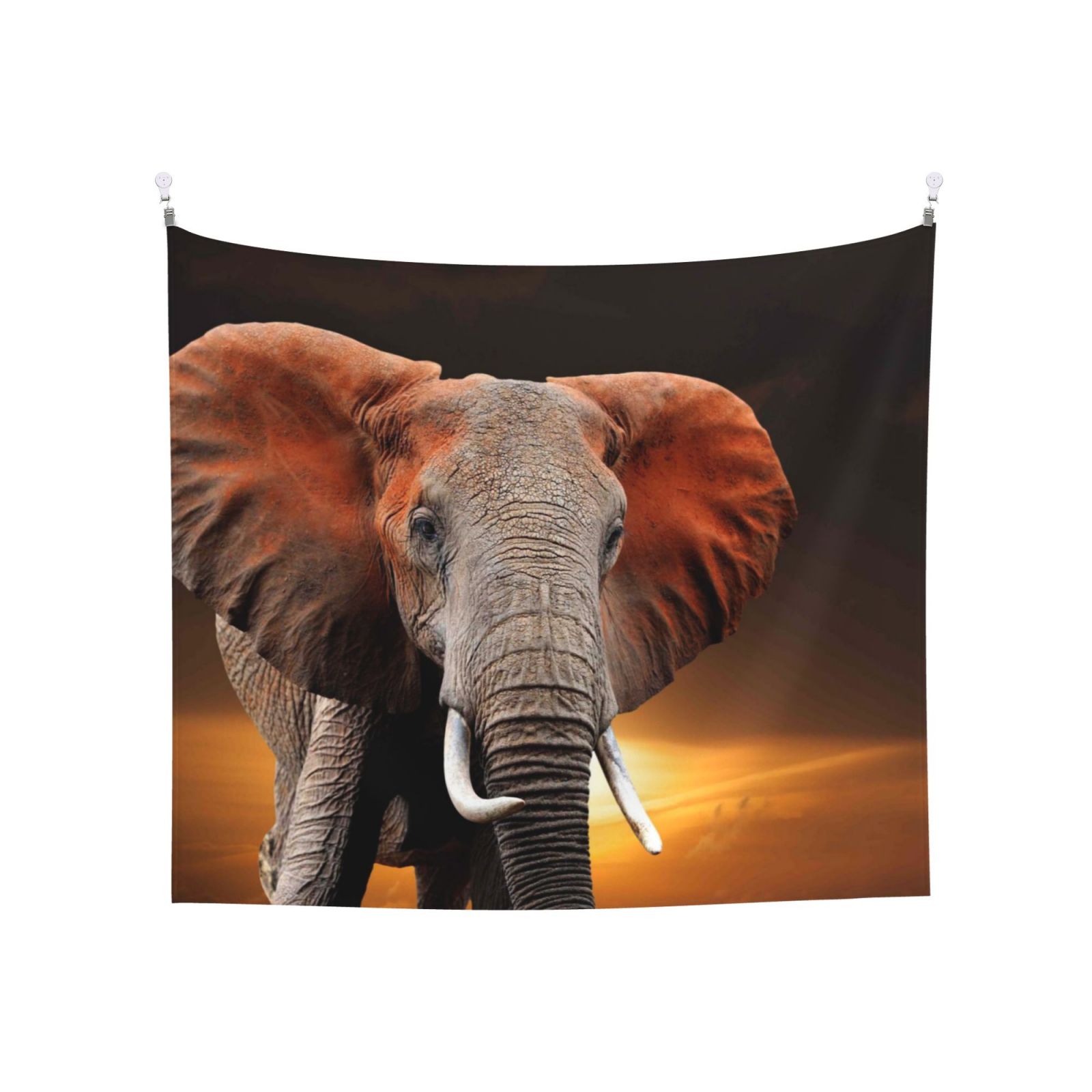 Balery Elephant Sunset in Kenya Pattern Tapestry 60x51 Inches - Large ...