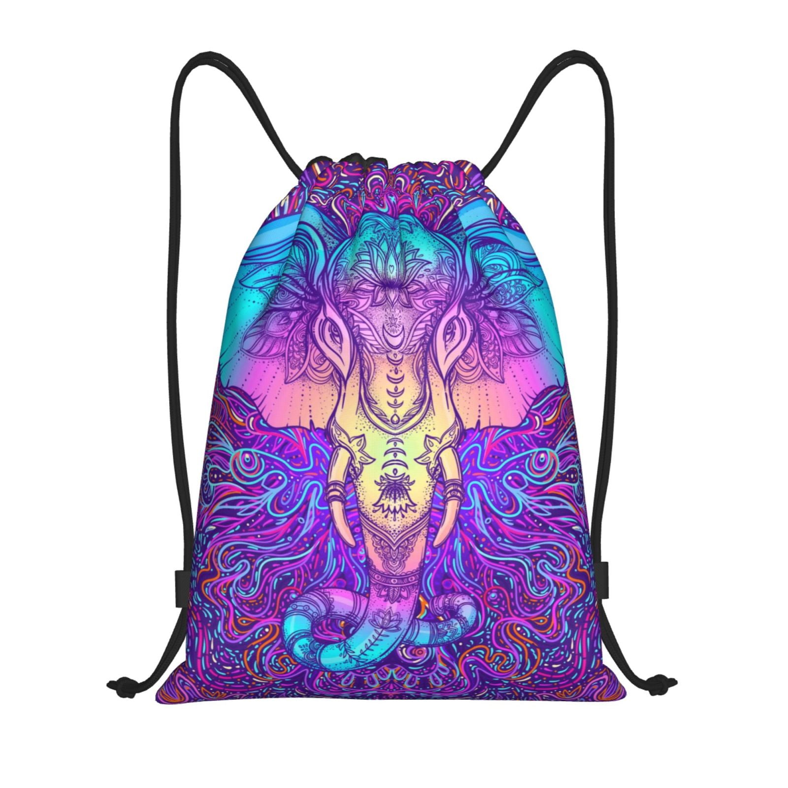 Balery Elephant in Tribal Style Pattern Drawstring Backpack Bag Sport ...
